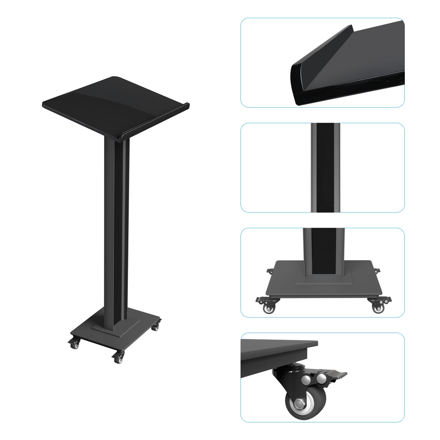 Large Acrylic Podiums Stand with Heavy-Duty Iron Bottom, Mobile Pulpits ...