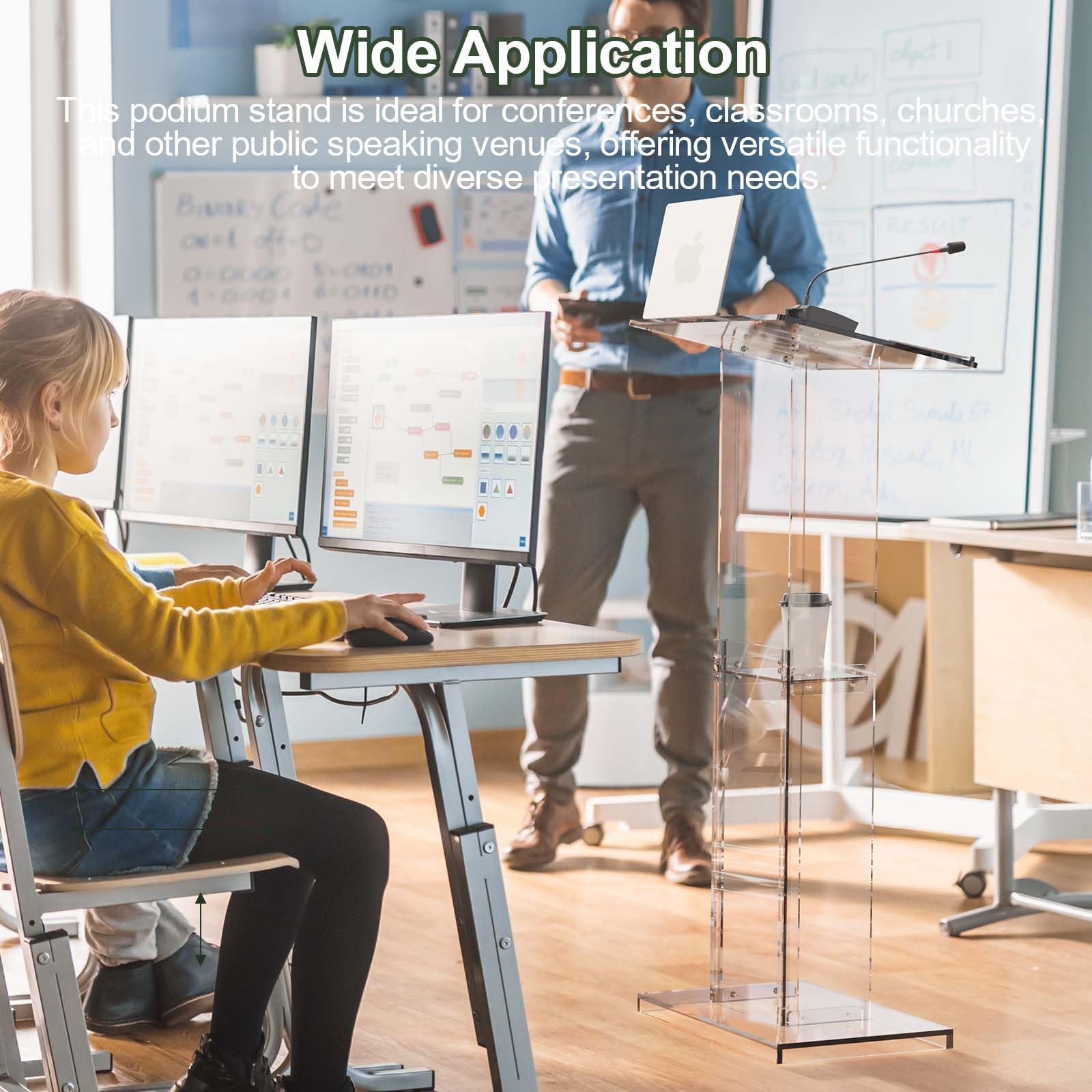 Acrylic Clear Lecterns Podium Stand, 50 Inch - Pulpits for Classrooms ...
