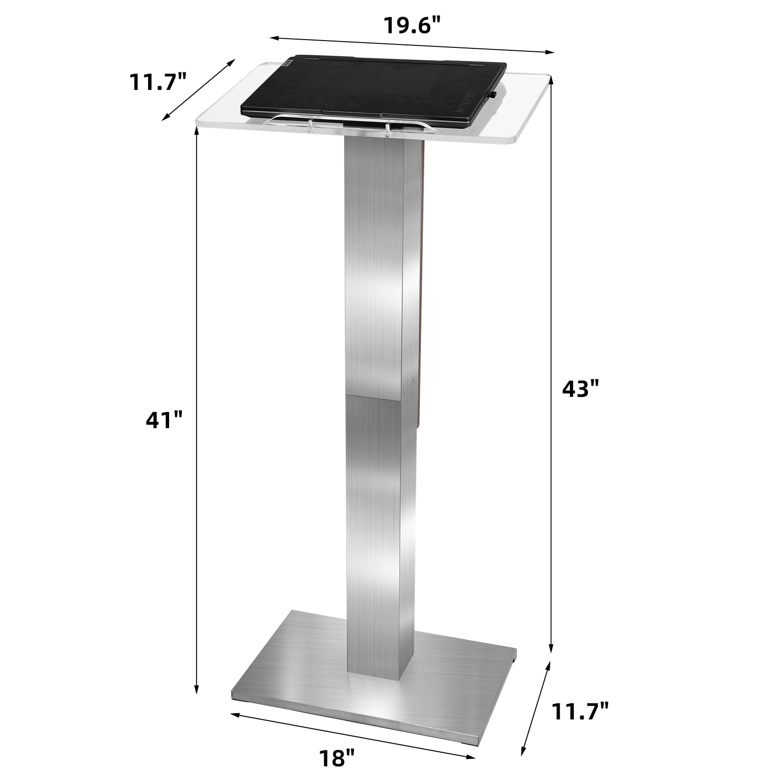 Stainless Steel Podium Stand with Acrylic Reading Surface & Hidden ...