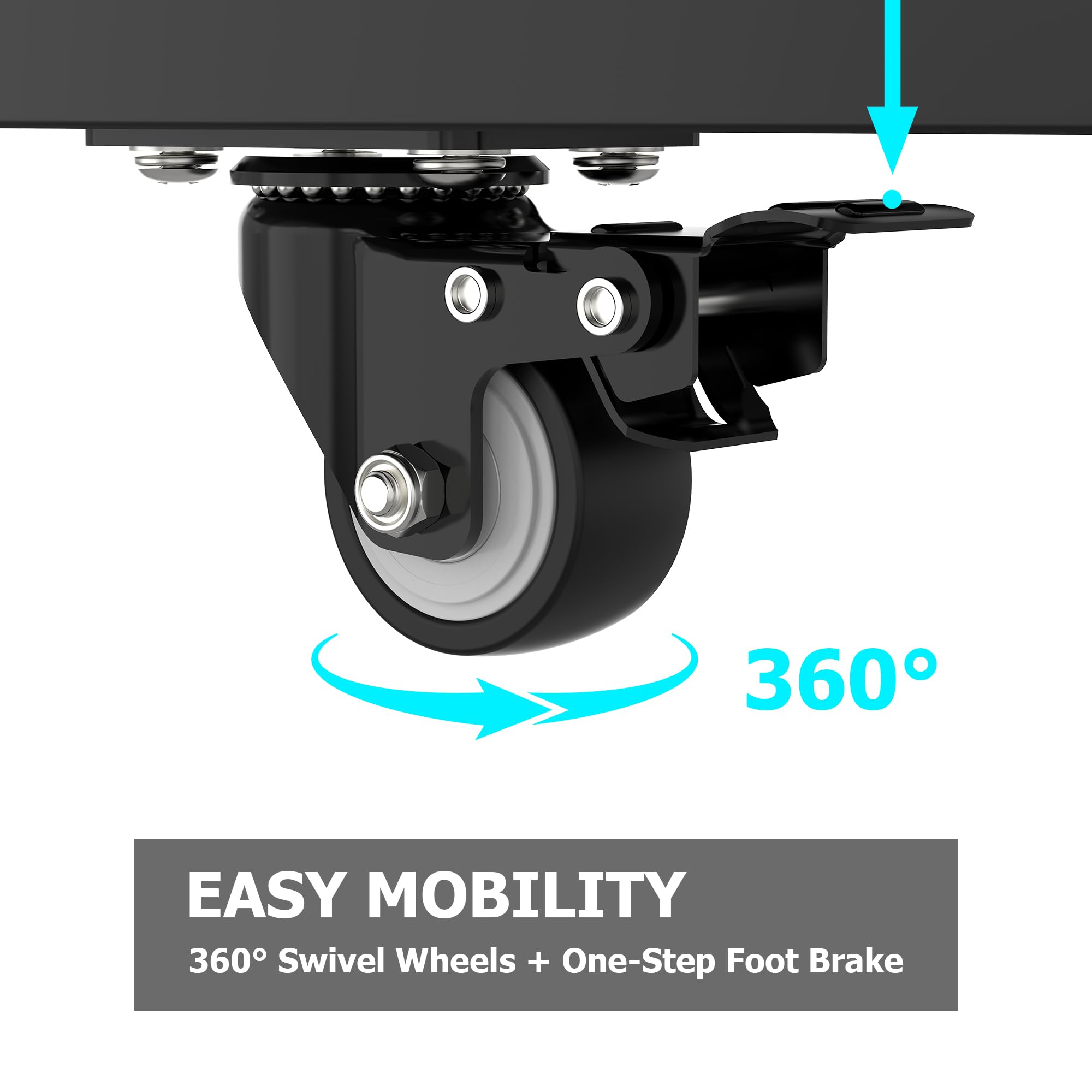 Podium Stand with 4 Lockable Wheels, Heavy-Duty Metal Lecterns ...