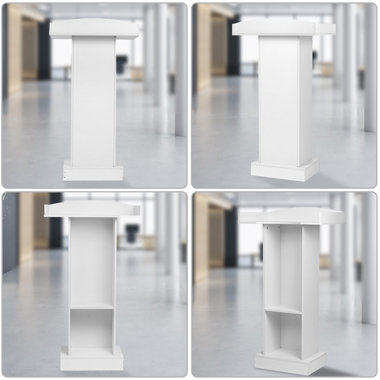 Podium Stand for Lectern Presentation Church Classroom, White Pulpit ...