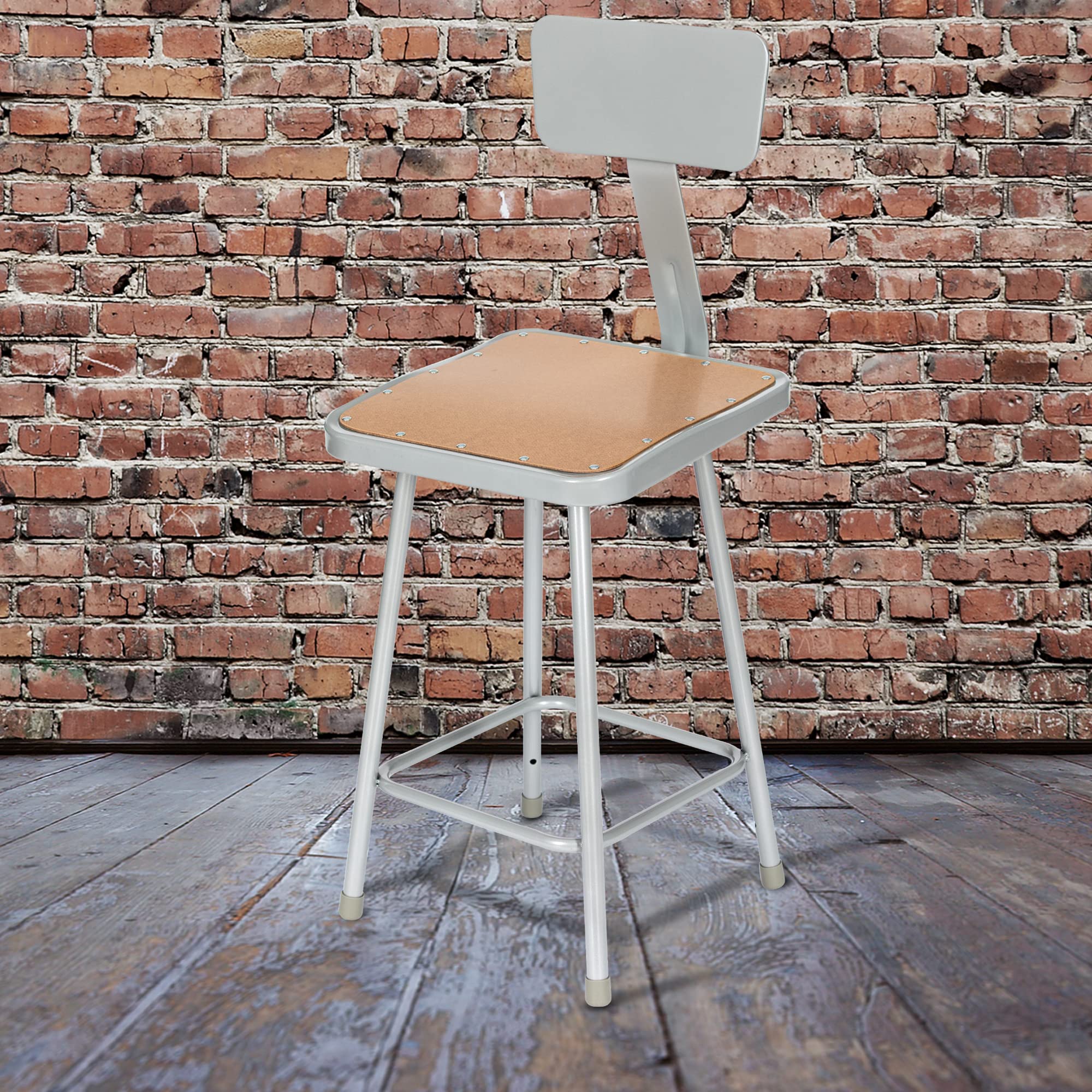 Premium Commercial-Grade All-Purpose Square Stool with Backrest (24 ...
