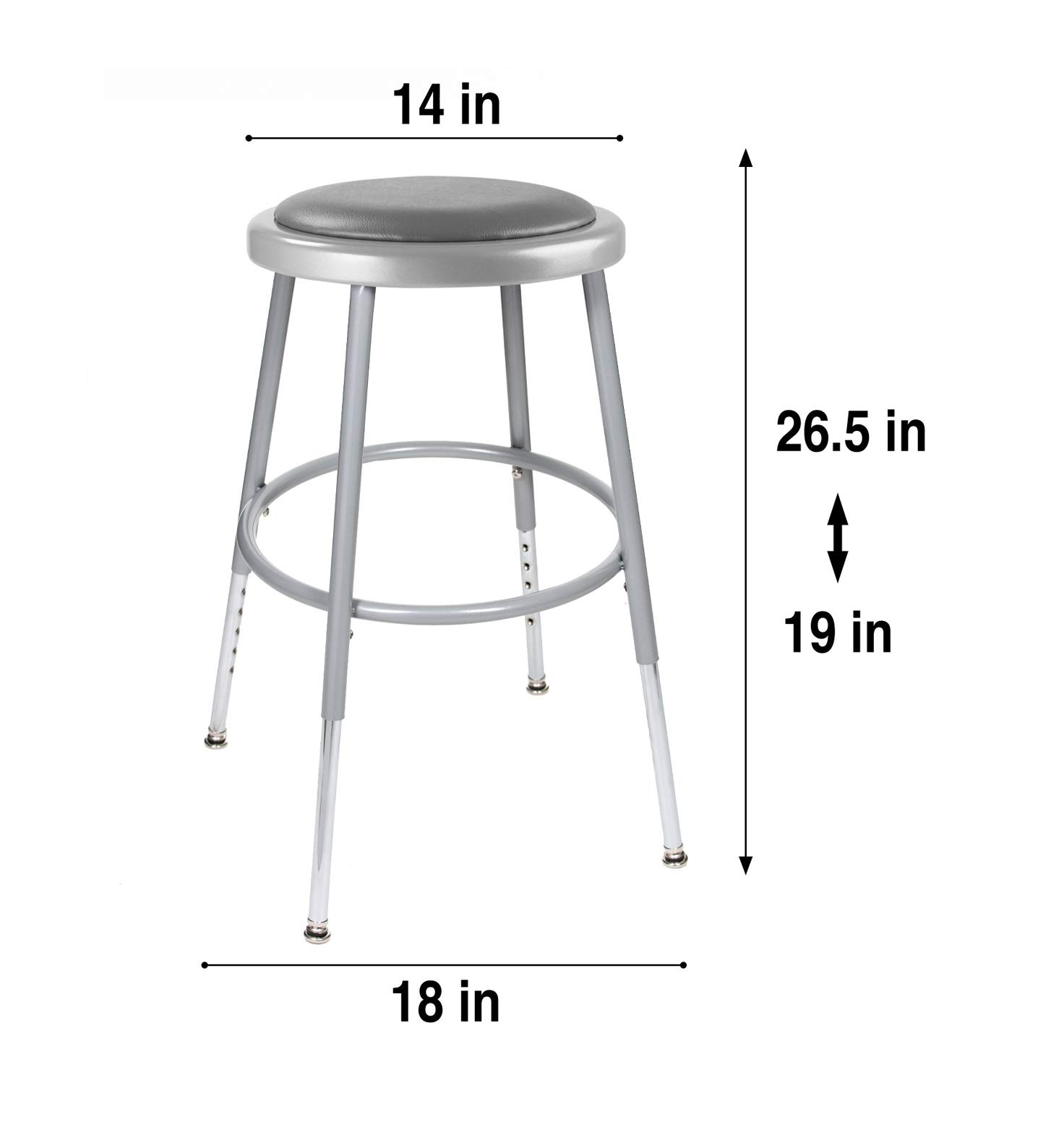 Premium Commercial-Grade All-Purpose Round Stool (Height-Adjustable, 18 ...