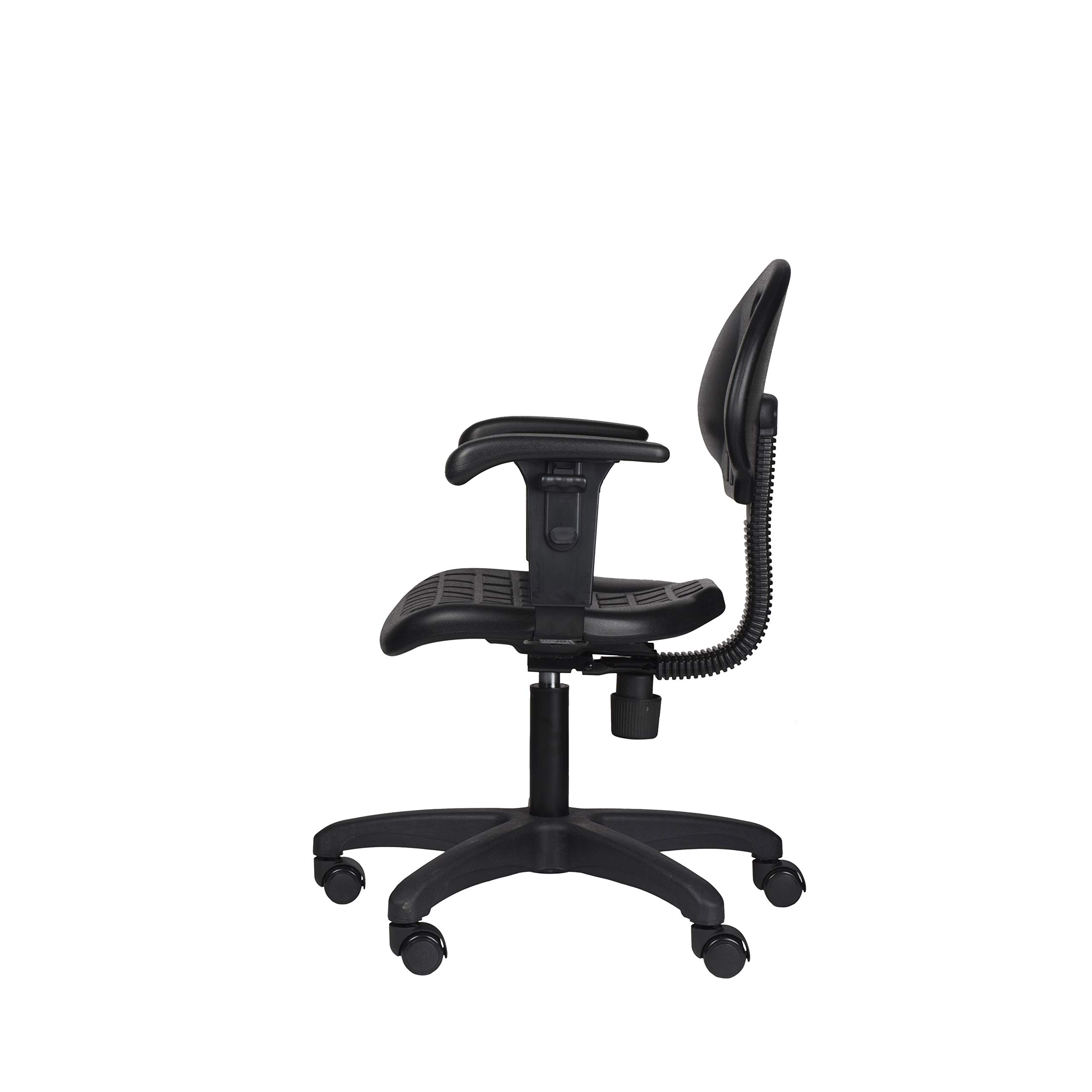 Height Adjustable Polyurethane Industrial Task Chair (Black, with Arms ...