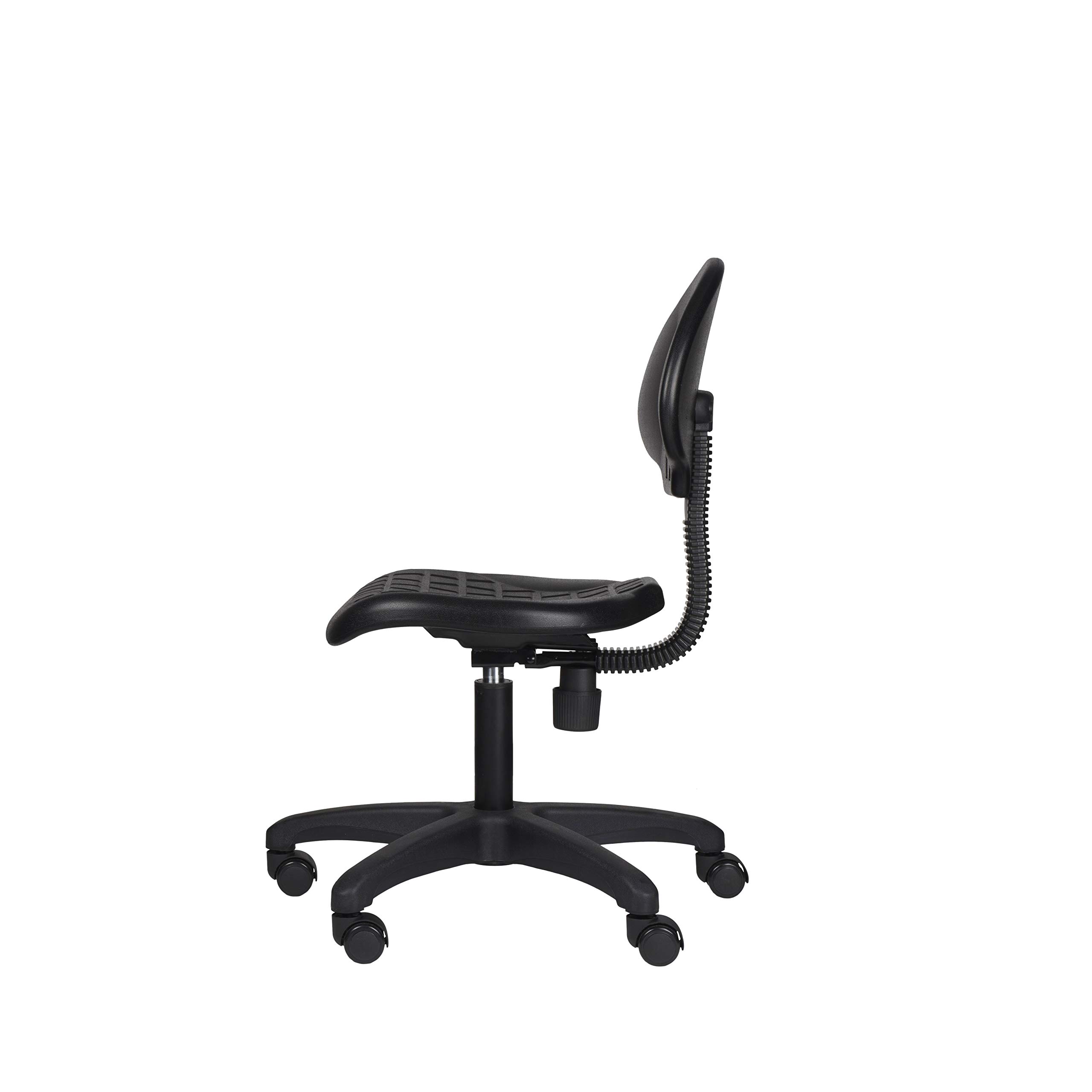Height Adjustable Polyurethane Industrial Task Chair (Black, Armless ...