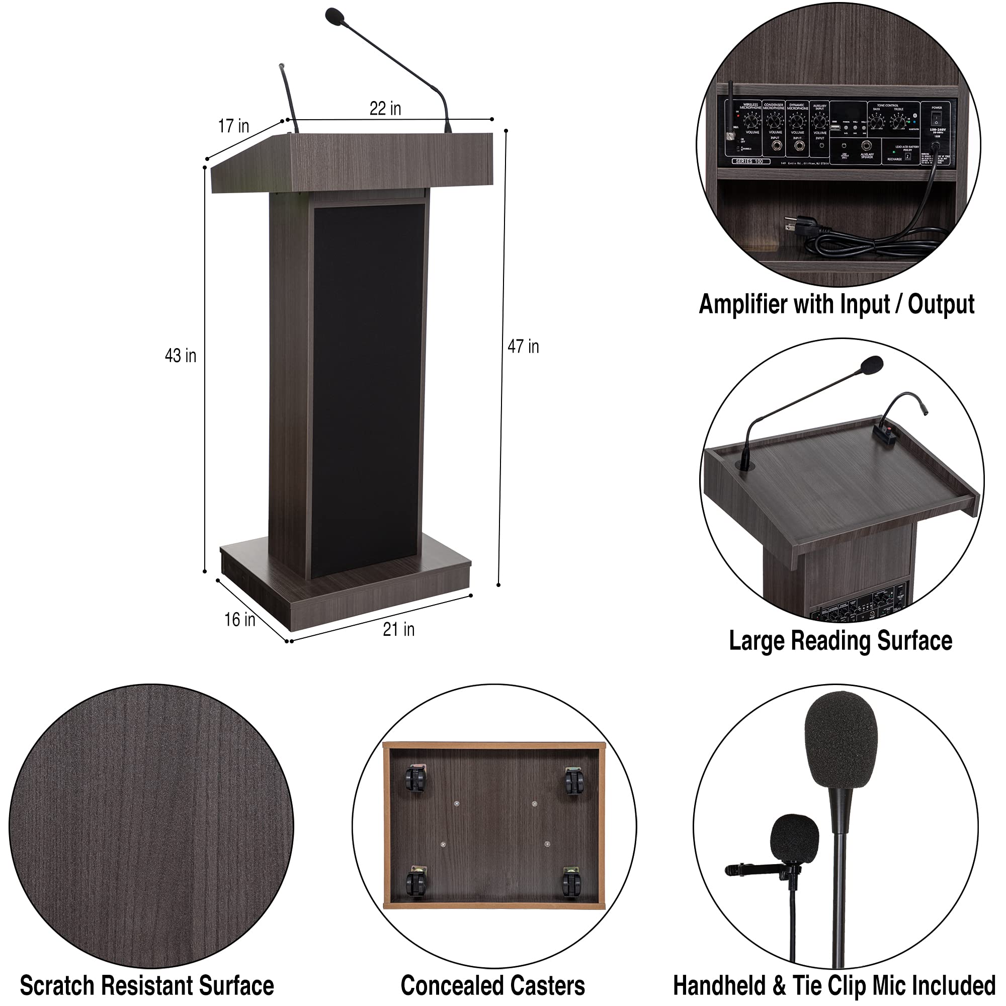 CoreSound Podium Series Sound Lectern (No Microphone, AC Powered ...