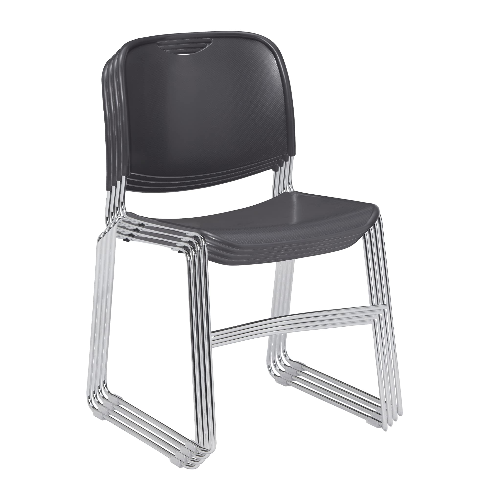 Ultra-Compact Plastic Sled Base Stack Chair (Dark Gray, 4-Pack)
