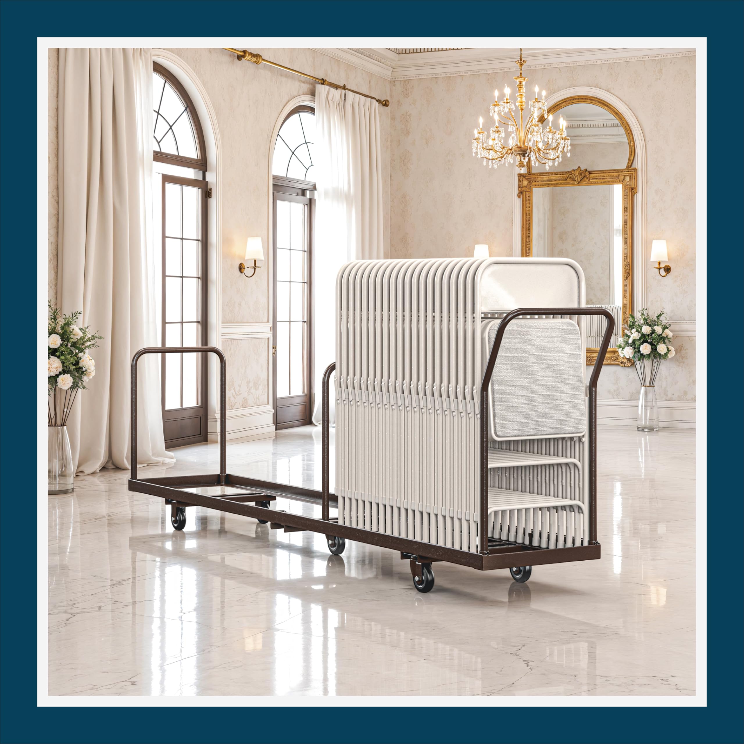 Folding Chair Dolly – Heavy-Duty Steel Cart (50-Chair Capacity ...