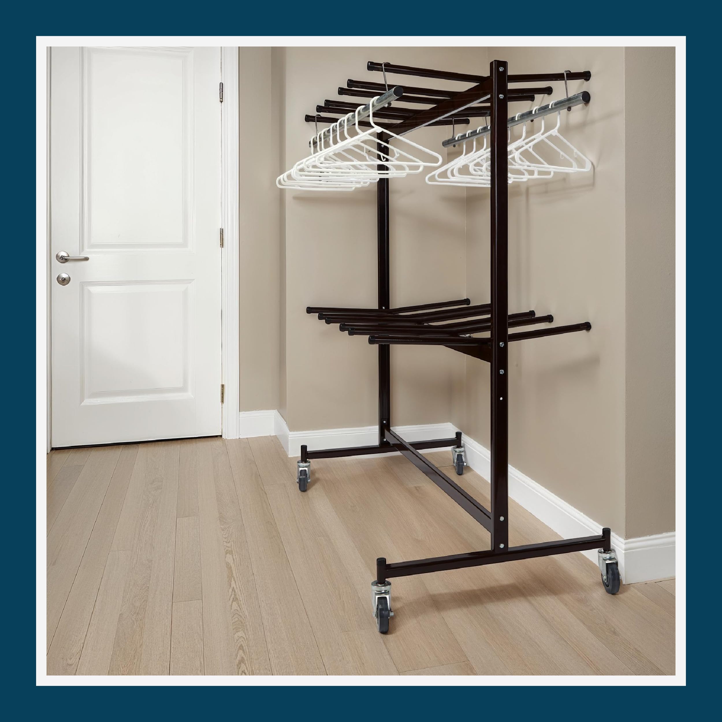 Folding Chair Cart – Heavy-Duty Two-Tier Steel Dolly Rack with Wheels ...