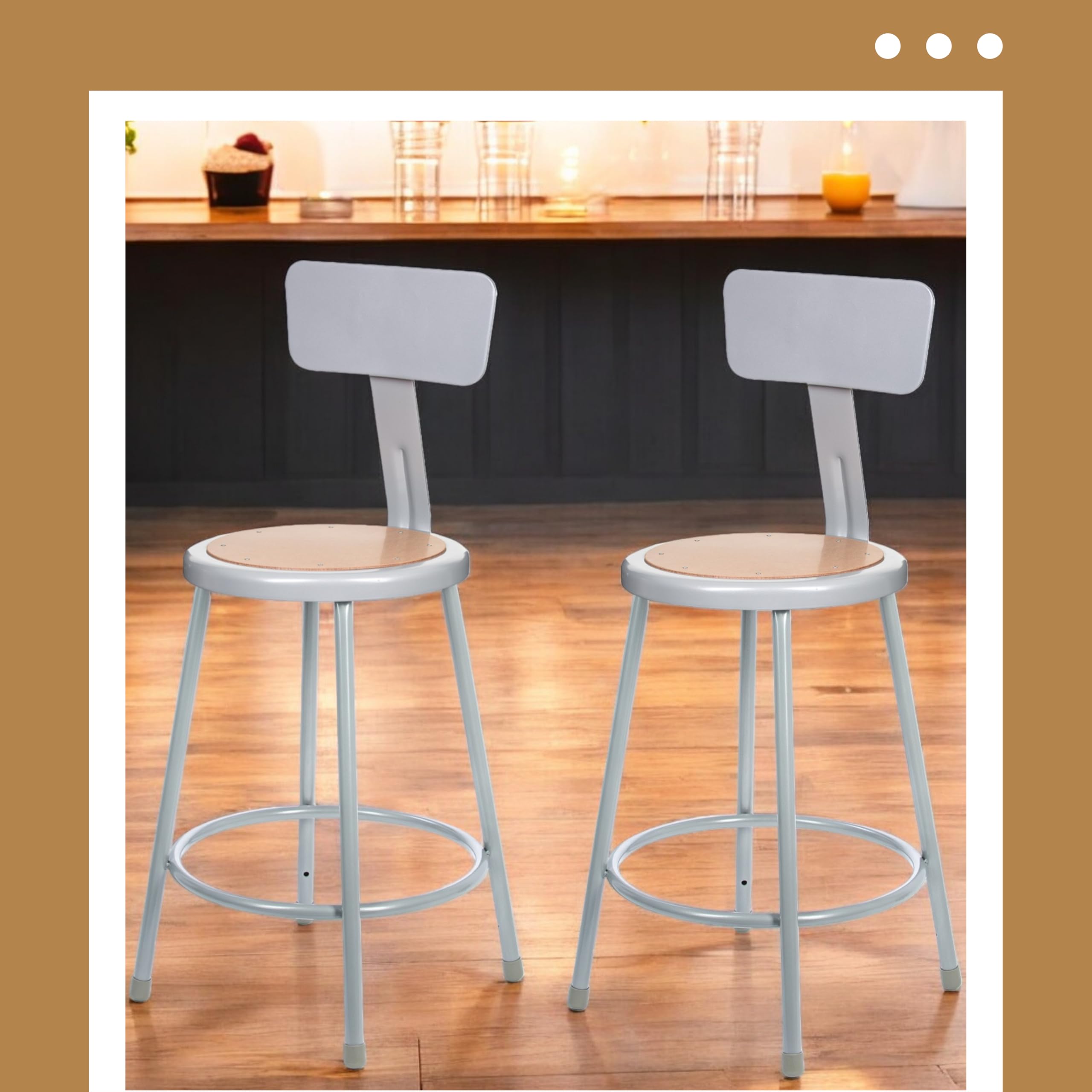 Premium Commercial-Grade All-Purpose Round Stool with Backrest (24-inch ...