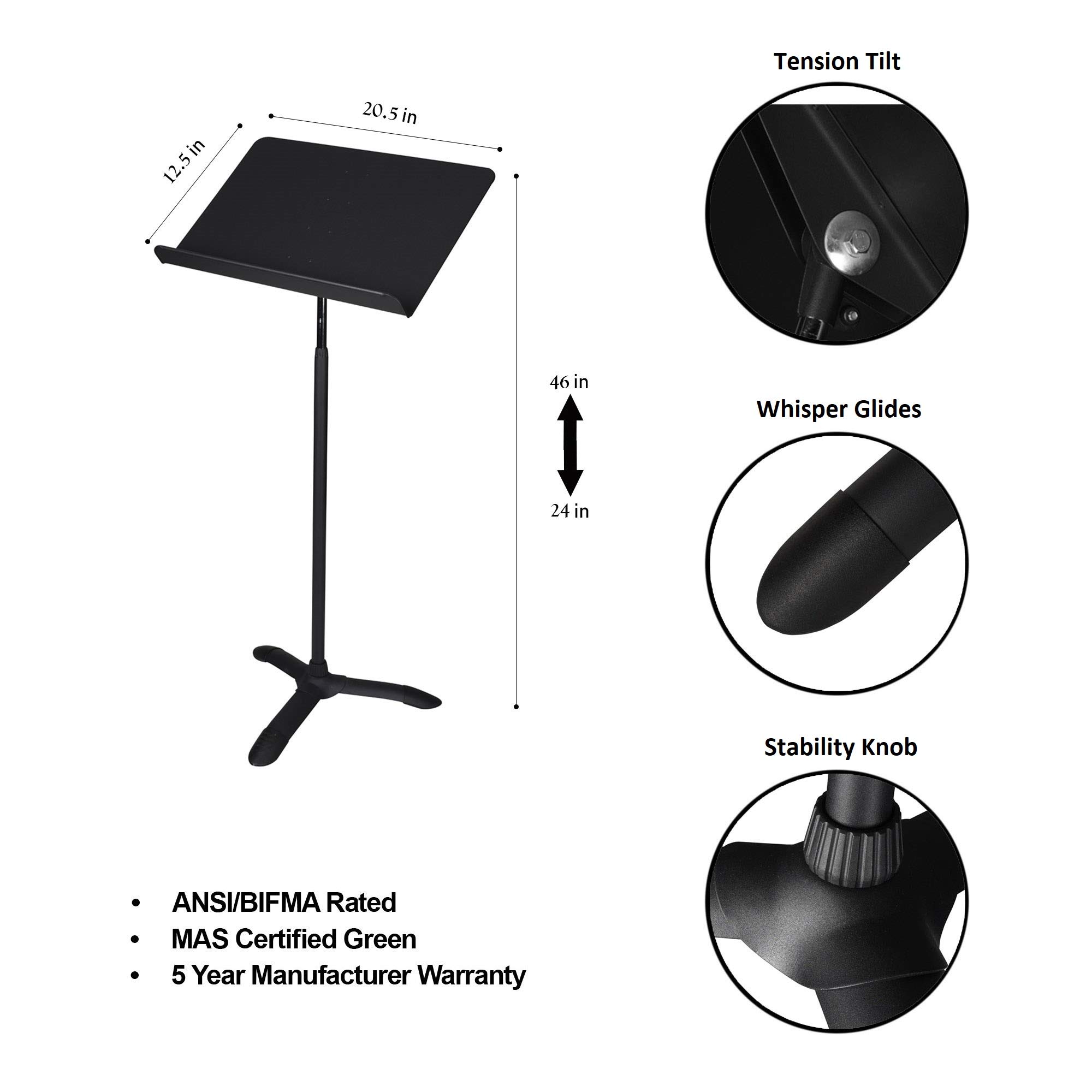 Height Adjustable Metal Music Sheet Stand, Black