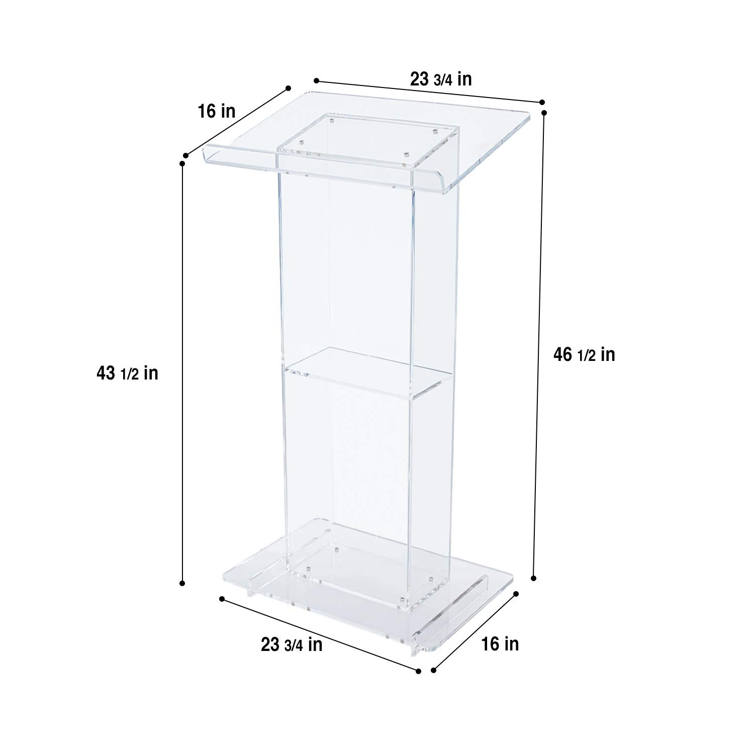 Core Ghost Series Commercial-Grade Modern Clear Acrylic Lectern with ...