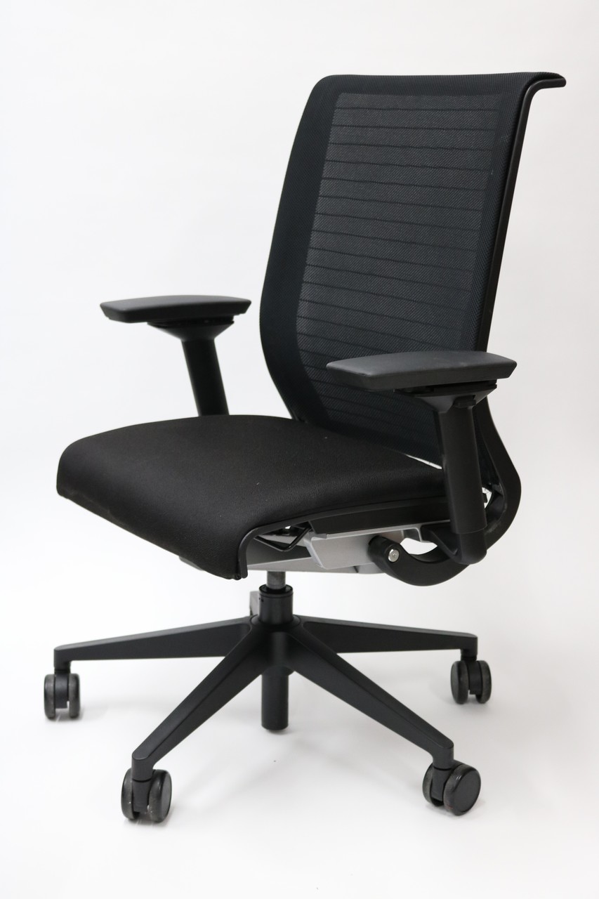 Steelcase Think Chair, Black, 3D Knit Back, Adjustable Arms, Adjustable ...