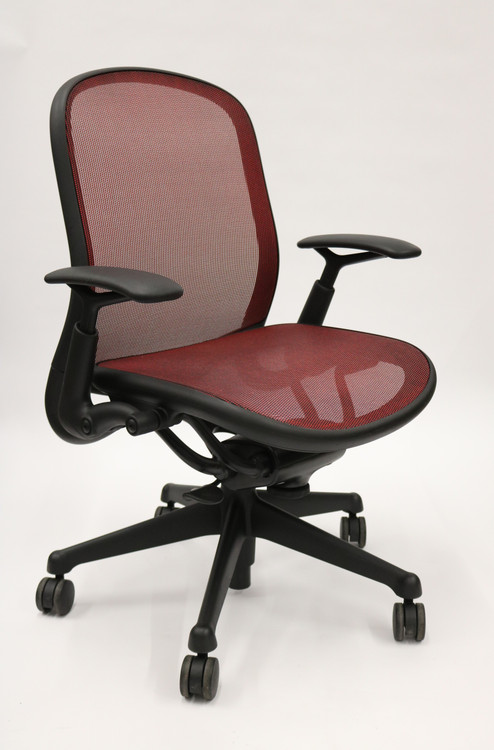 Chadwick Chair By Knoll Red Mesh Black Frame + Adjustable Arms