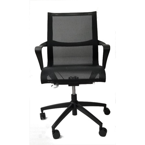 Ribbed Mesh Conference Office Chair Mid Back Black by ModSavy