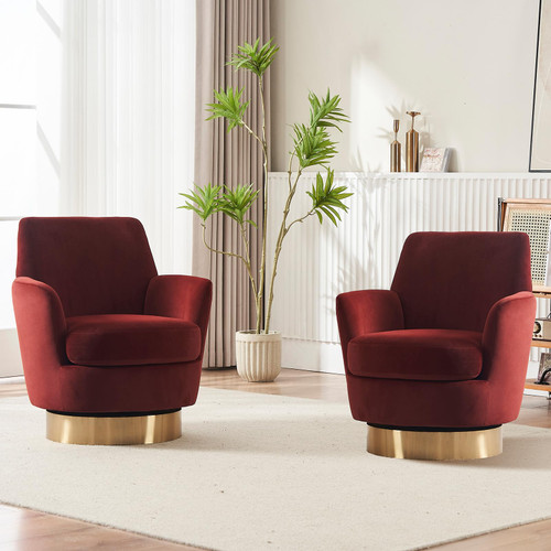 Swivel Barrel Chair Set of 2,Modern Velvet Upholstered Round Swivel ...