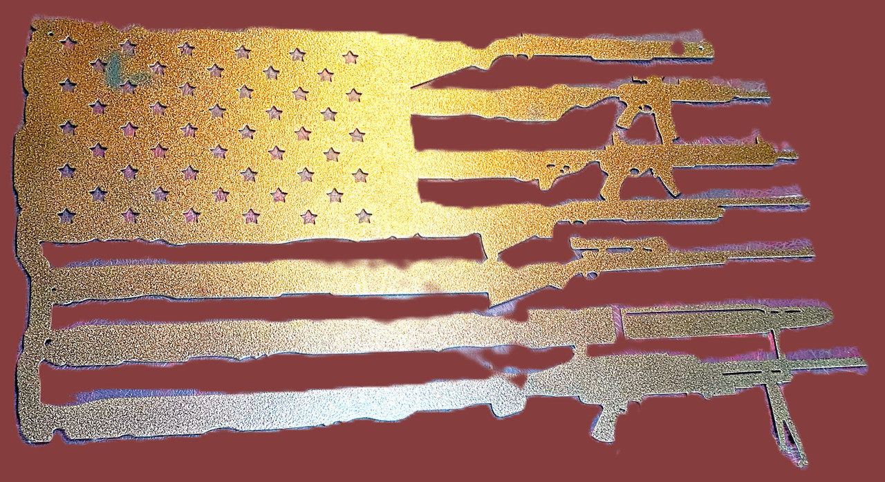 American Flag Gun Sign - Painted Cut Steel