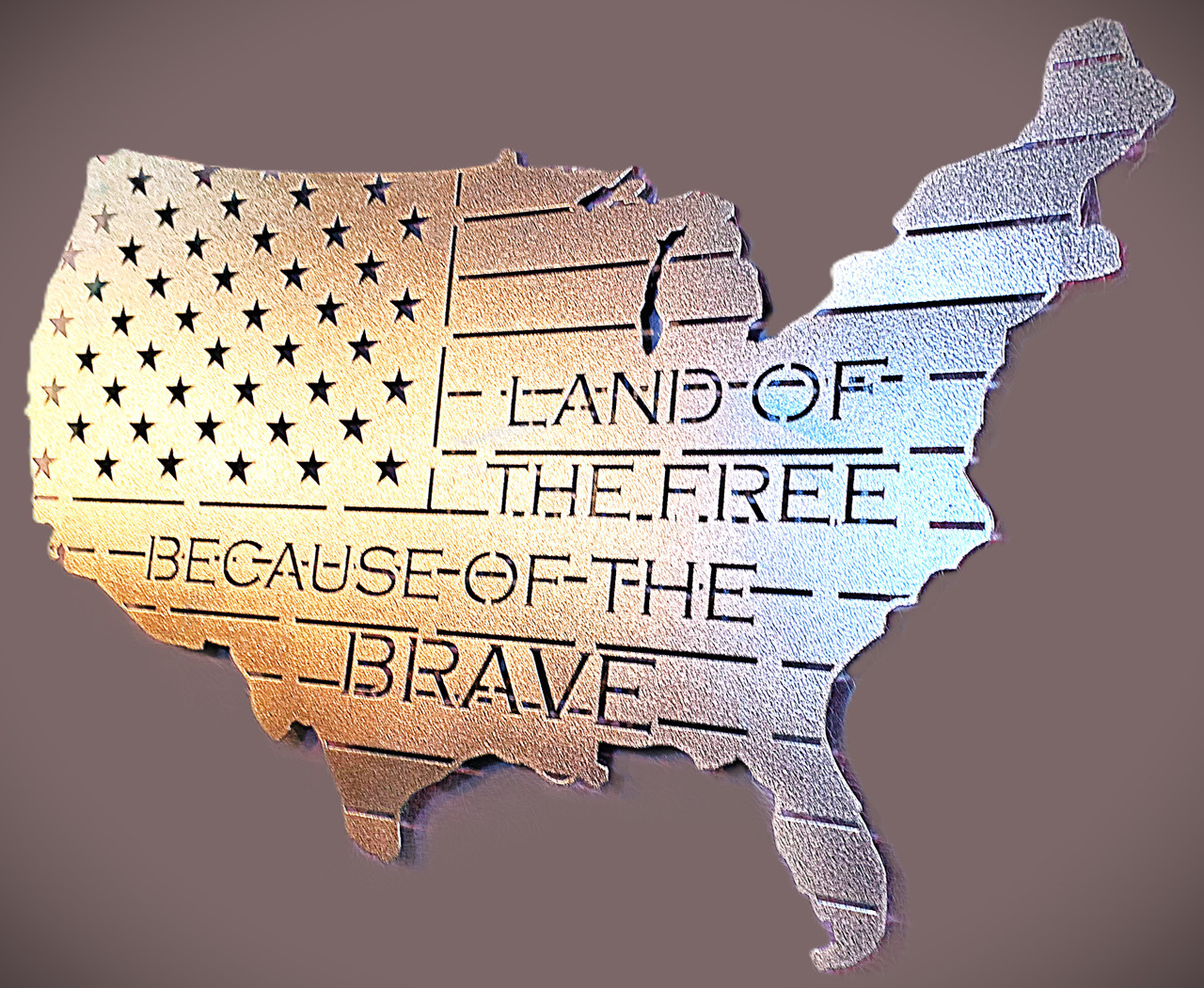 USA Sign - Land of the Free - Painted Cut Steel