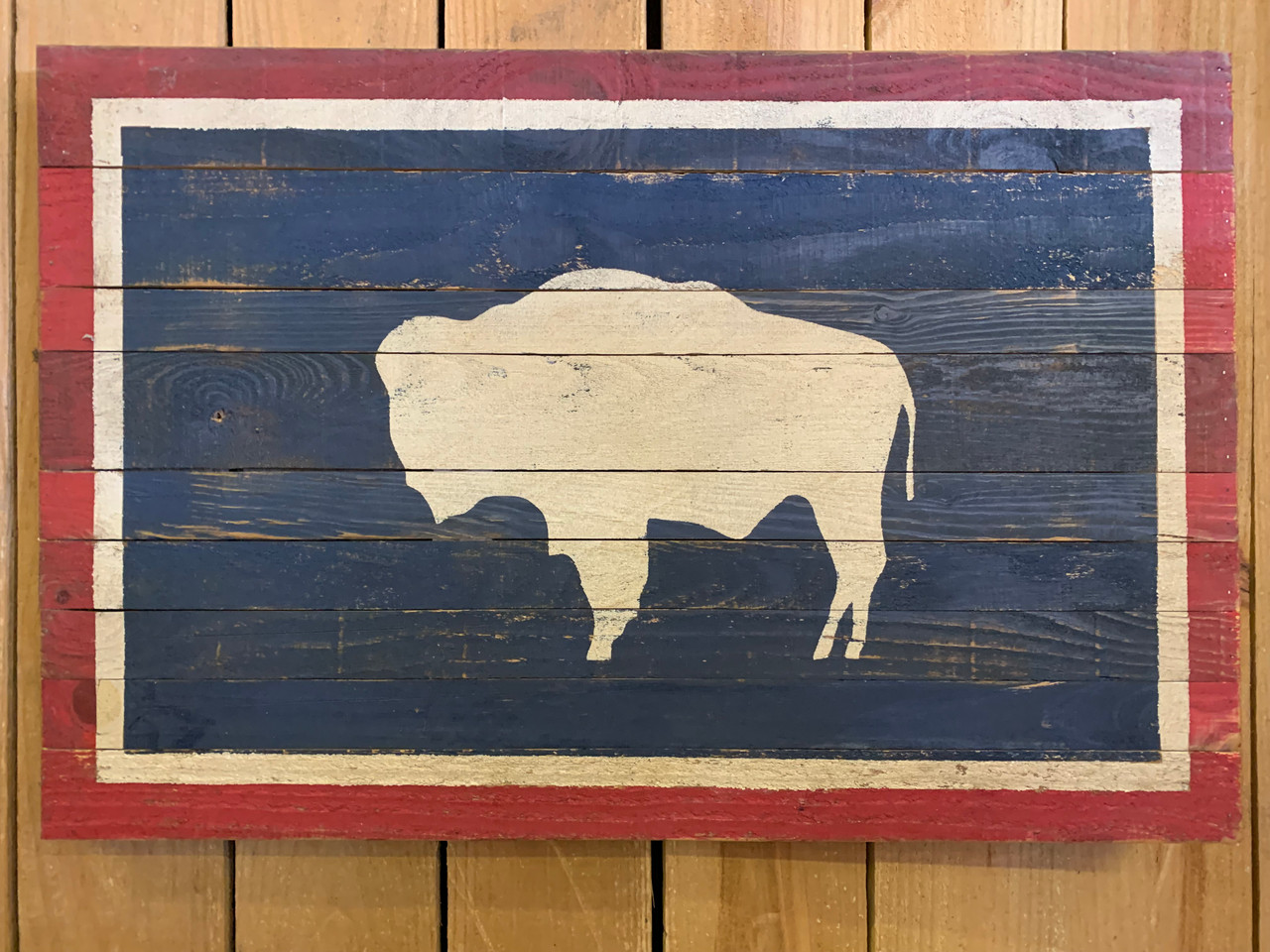 WYOMING STATE FLAG - HANDMADE WOOD SIGN 30" X 20" X 1.75"