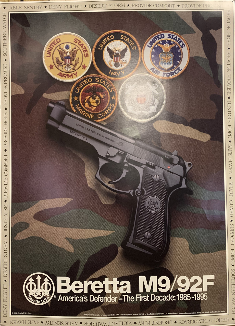 Two Sided Poster: "The Legendary Beretta 92/96 Series" "Baretta M9/92F"