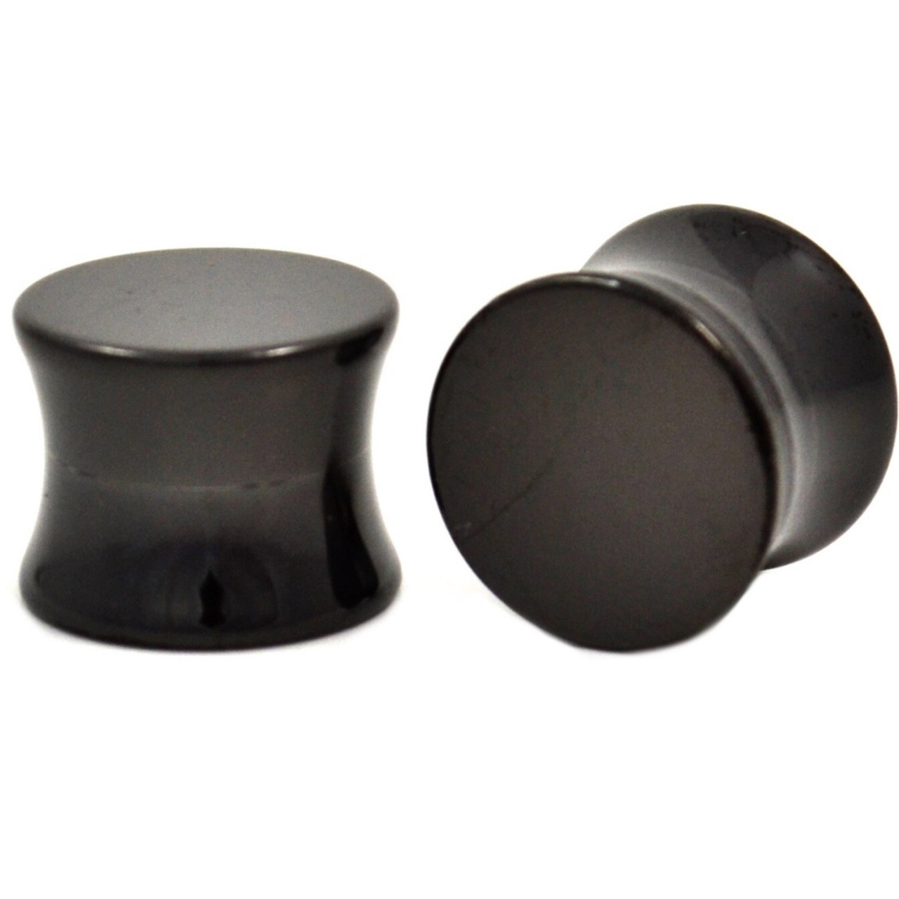 Black Plated Solid Metal Saddle Ear Plugs (8g-1/2") | BodyDazz.com