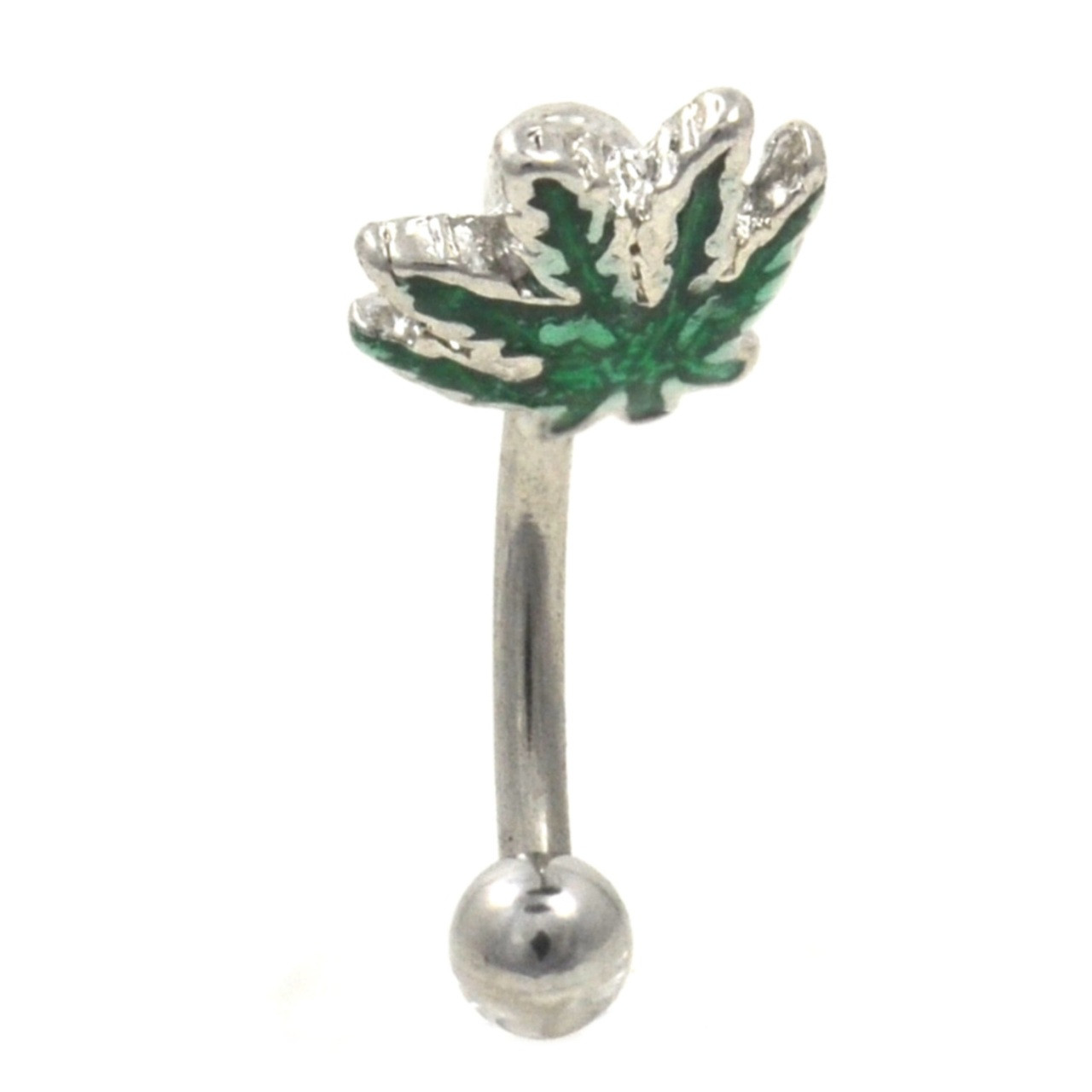 Marijuana Pot Leaf Gem Rim Steel Tunnel Plugs (0g-1") | BodyDazz.com