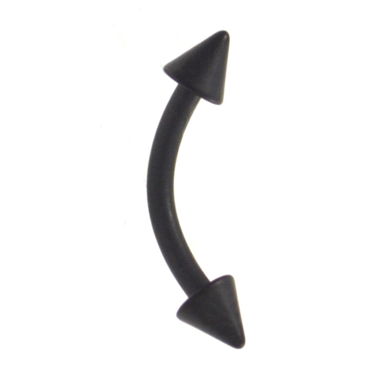 Black Matte Spike Ends Curved Barbell 16g (3 Sizes) | BodyDazz.com