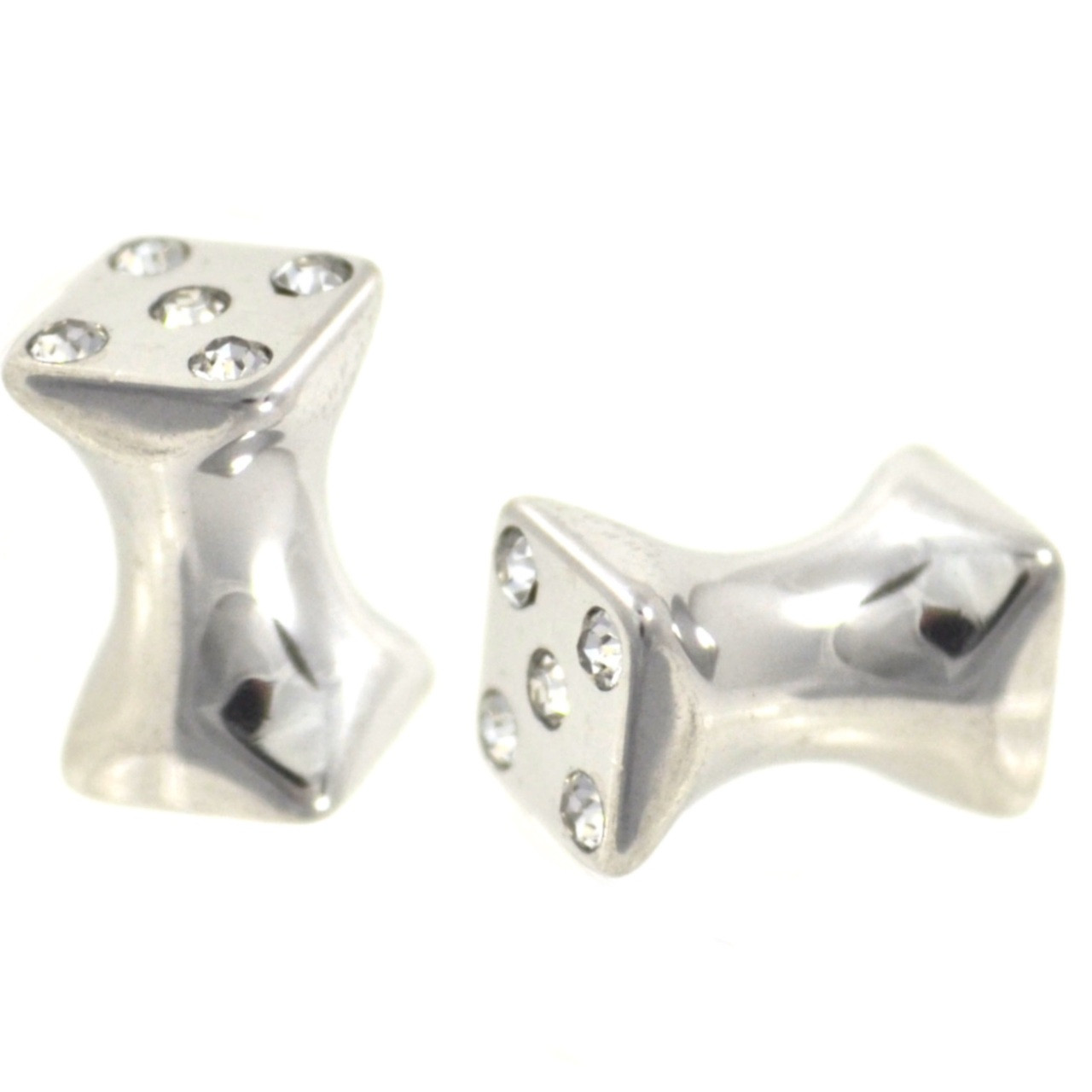 Hard 10 Gemmed Dice Steel Ear Plugs (3mm-8mm) | BodyDazz.com