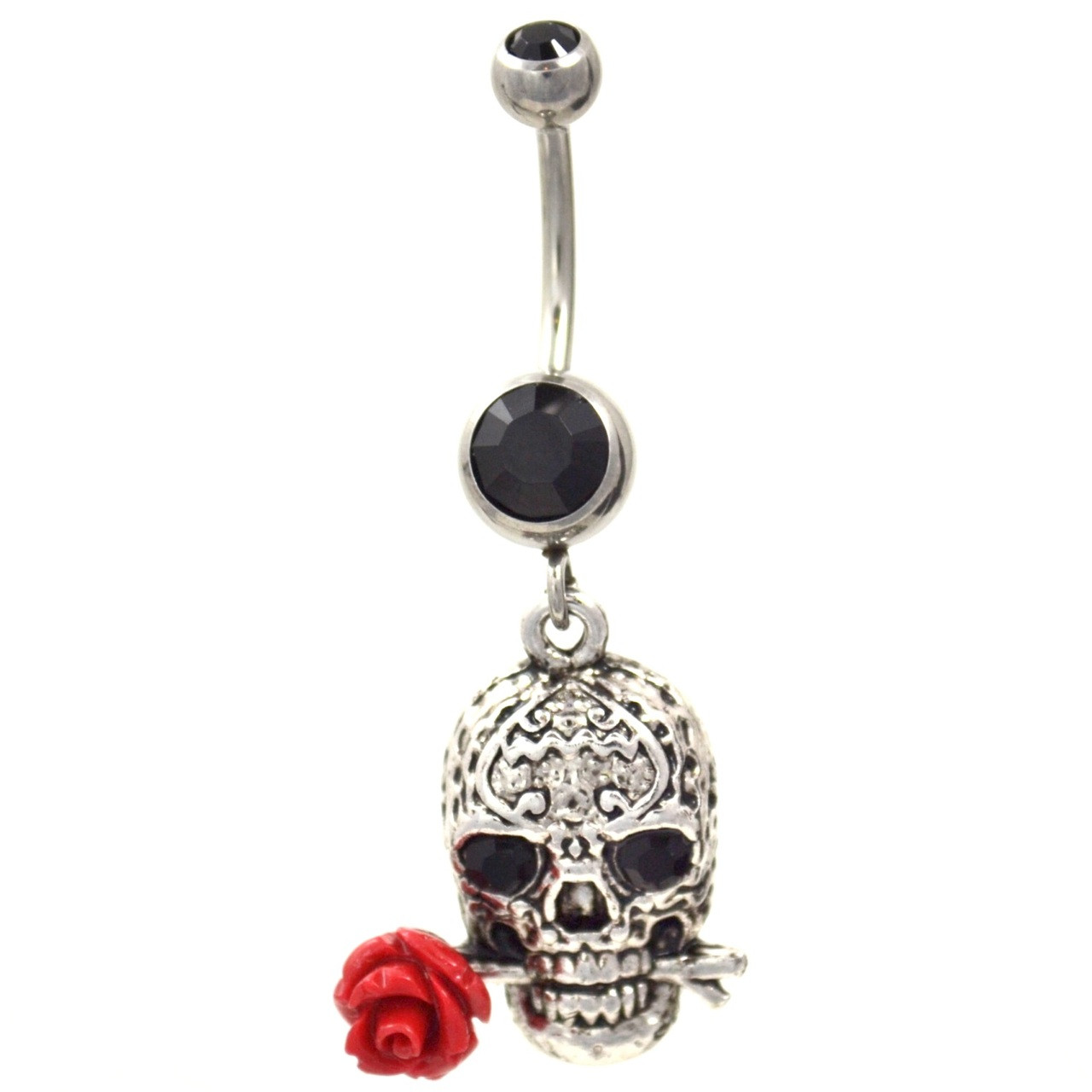 Skull Filled Hinged Coffin Belly Ring | BodyDazz.com