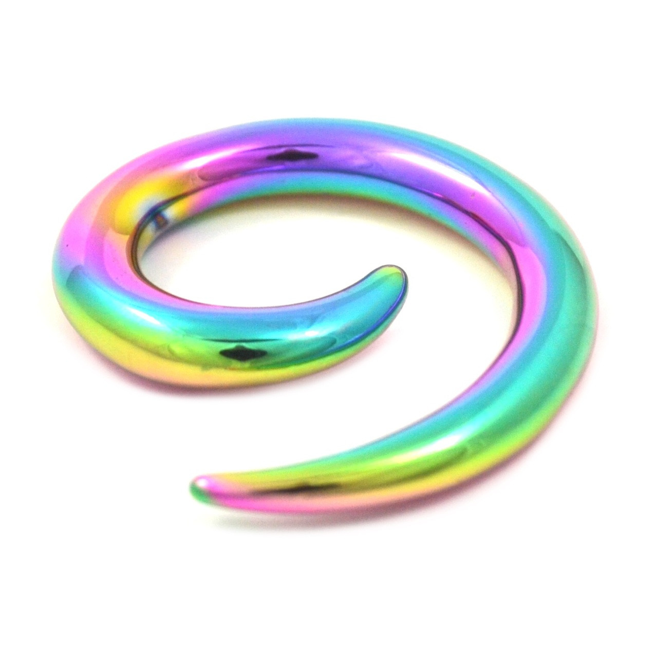 Rainbow Titanium Spiral Ear Tapers Stretchers (12g-0g) | BodyDazz.com