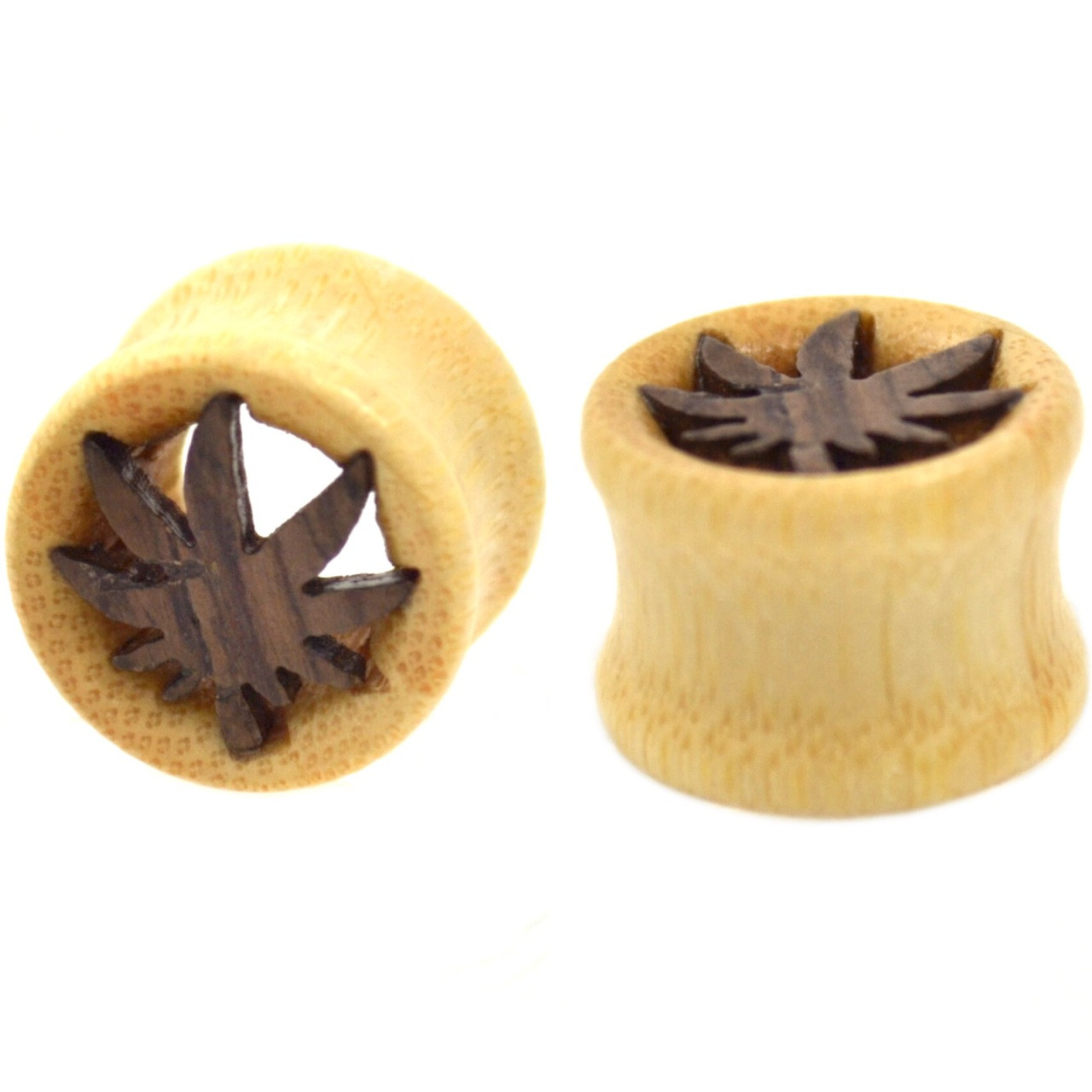 Marijuana Pot Leaf Gem Rim Steel Tunnel Plugs (0g-1") | BodyDazz.com