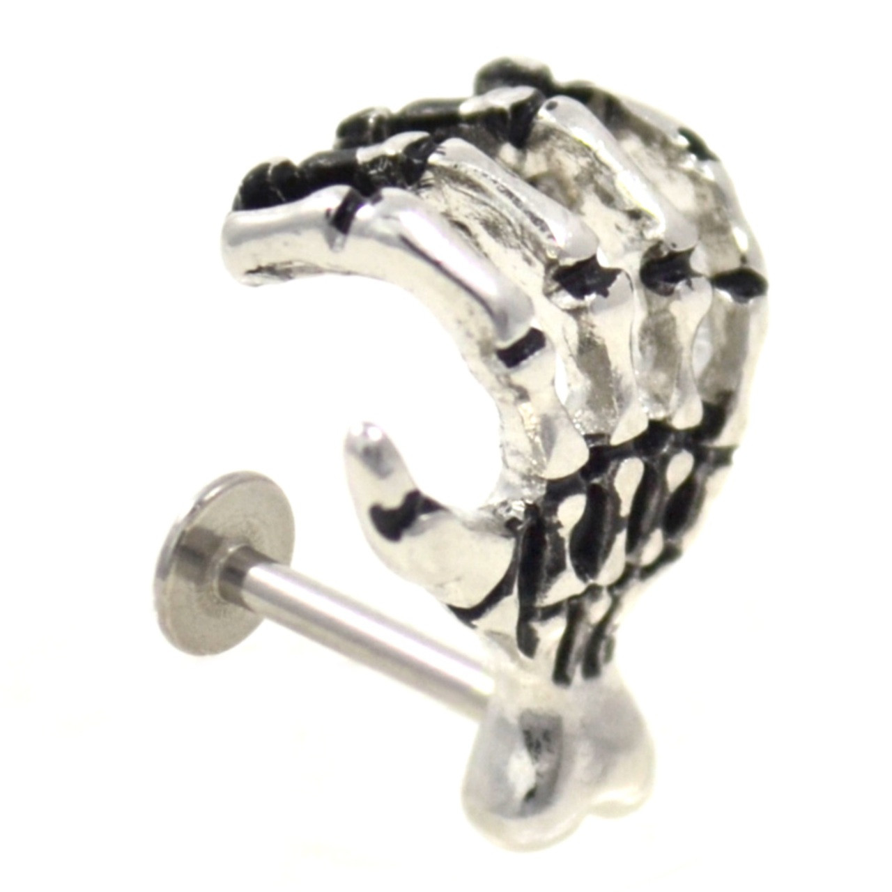 Skeleton Claw Hand Labret Lip Piercing Bar 16G | BodyDazz.com