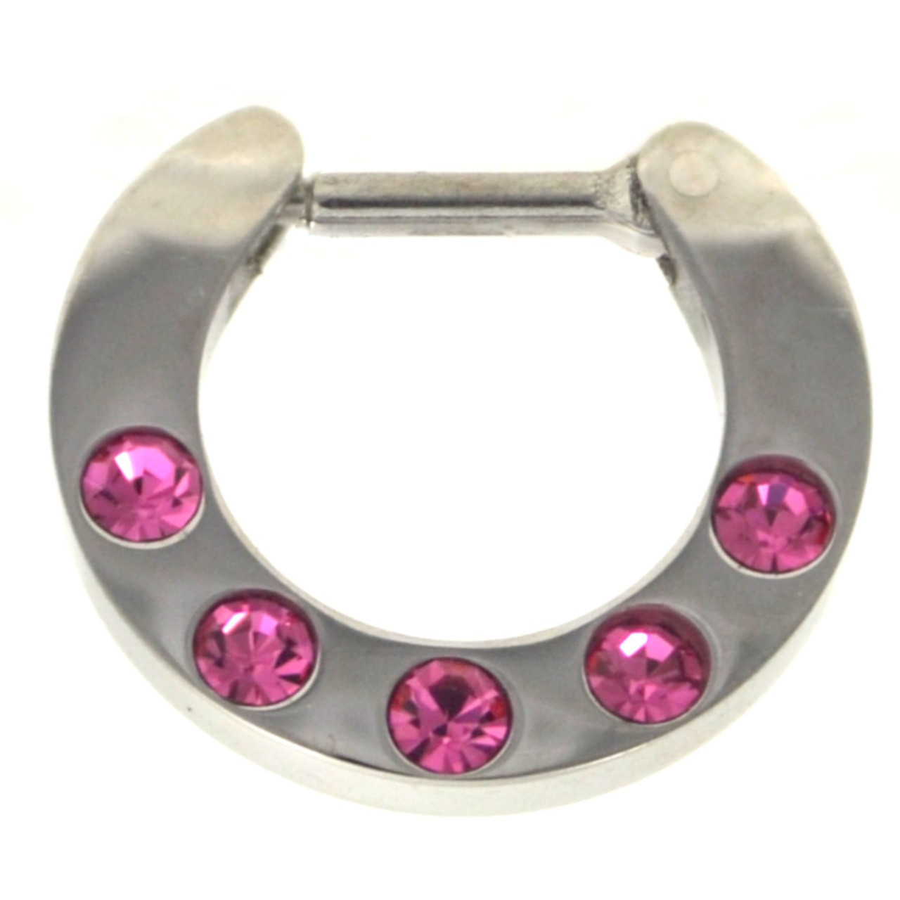 Pink 5-Gem Set Septum Clicker Jewelry 16G | BodyDazz.com