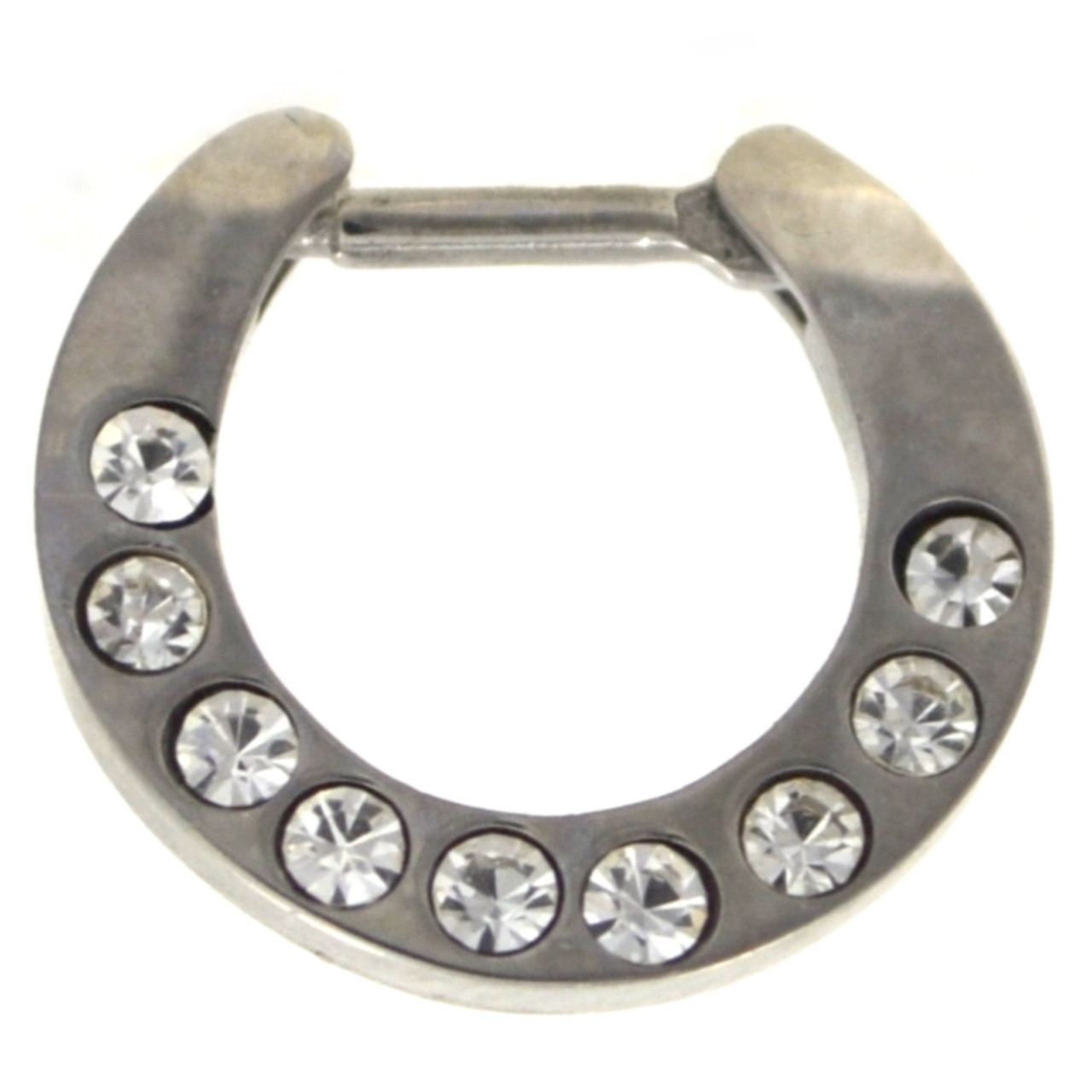 Clear 9-Gem Set Septum Clicker Jewelry 16G | BodyDazz.com