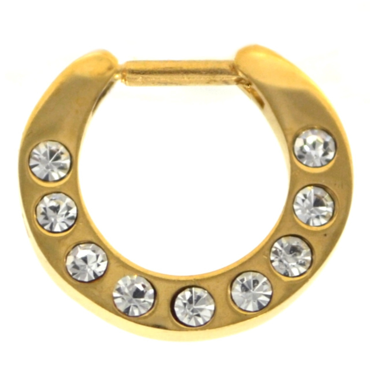 Gold 9-Gem Set Septum Clicker Jewelry 16G | BodyDazz.com