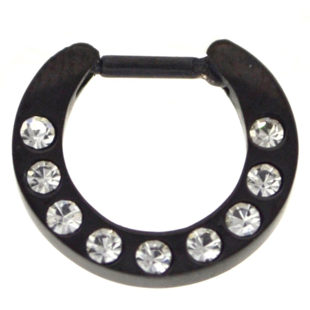 Clear 9-Gem Set Septum Clicker Jewelry 16G | BodyDazz.com