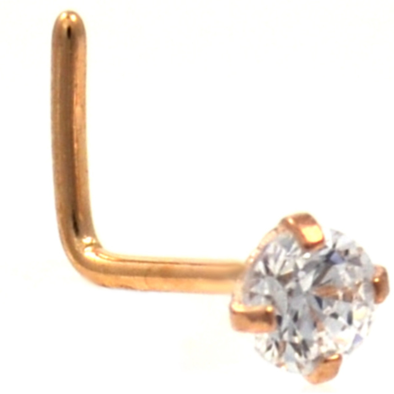 Vintage Rose Top L Shaped Rose Gold-Tone Nose Ring 20G | BodyDazz.com