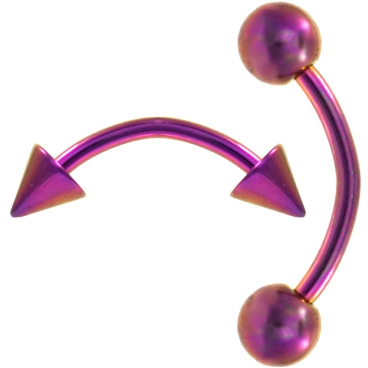 PAIR- Double Spike Purple Titanium IP Curved Barbells | BodyDazz.com