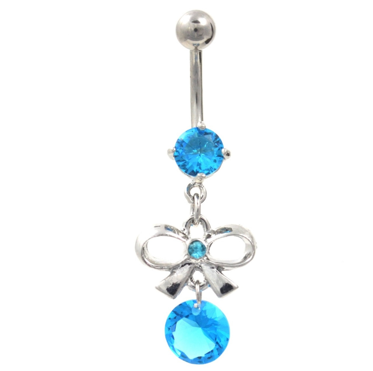 Fancy Aqua & Black Butterfly Design Belly Ring | BodyDazz.com