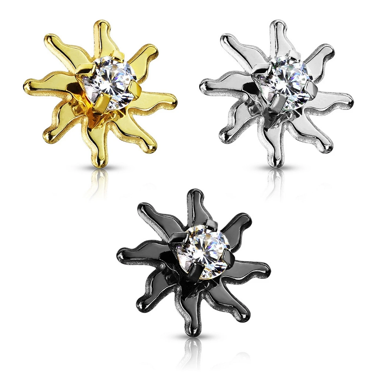 Star Center CZ Circle Steel Dermal Anchor Top | BodyDazz.com