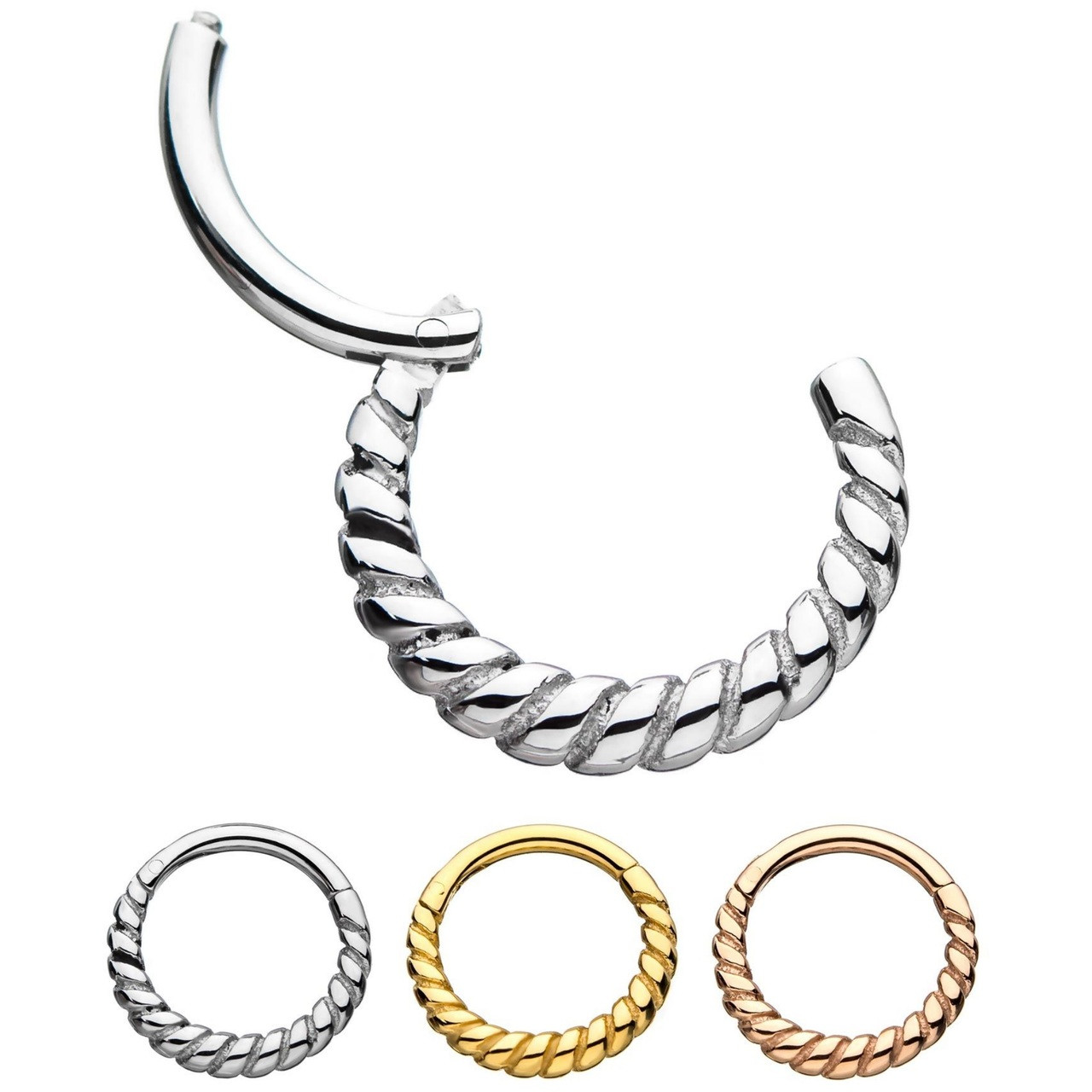 Steel Hinged Segment Ring Hoop w/Removable Beads | BodyDazz.com