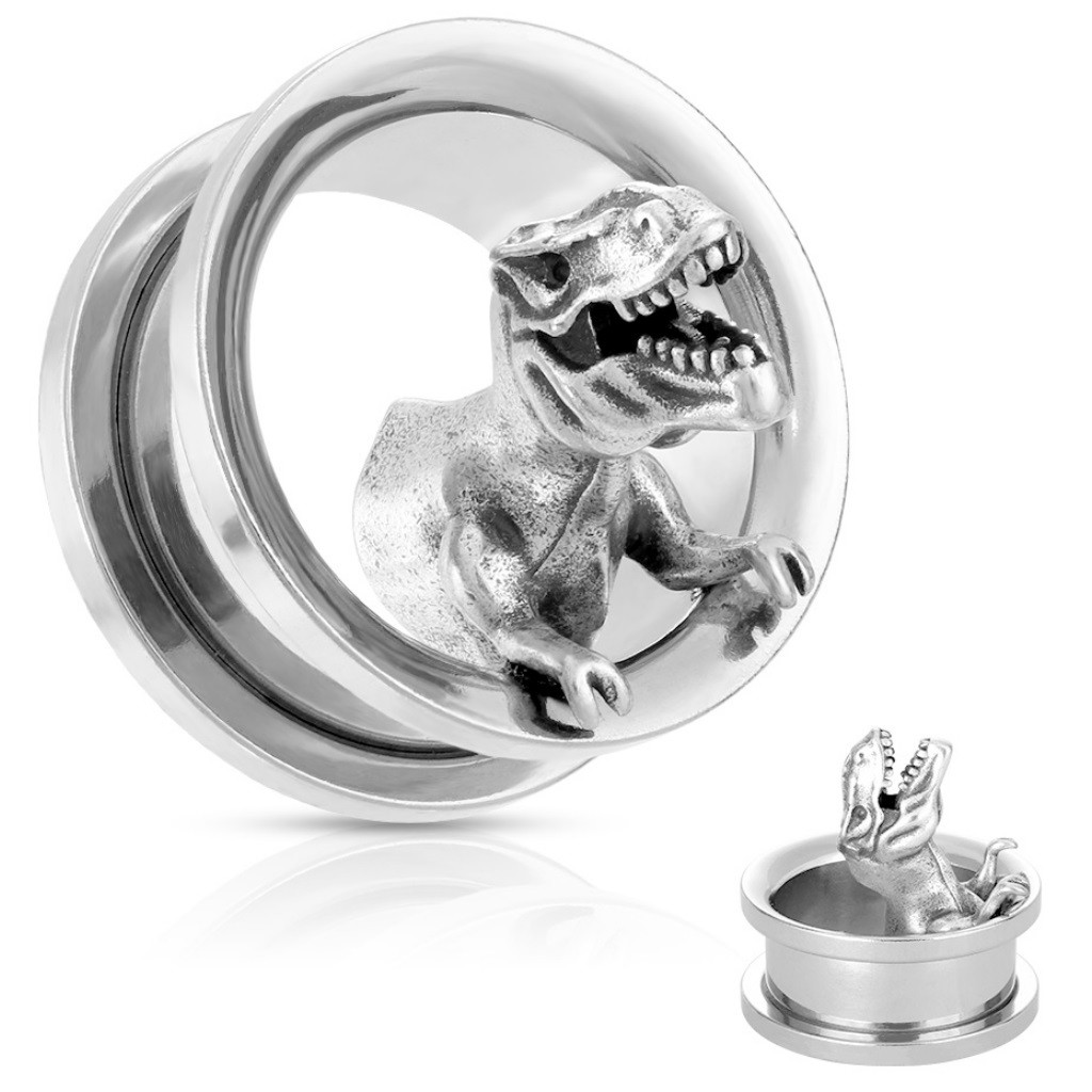 T-Rex Dinosaur Steel Screw-Fit Tunnels (2g-5/8") | BodyDazz.com
