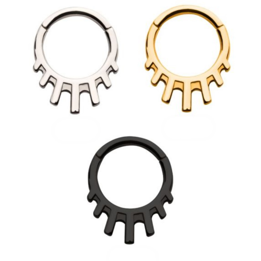 Front Facing Spikes Hinged Segment Ring Hoop 16G | BodyDazz.com