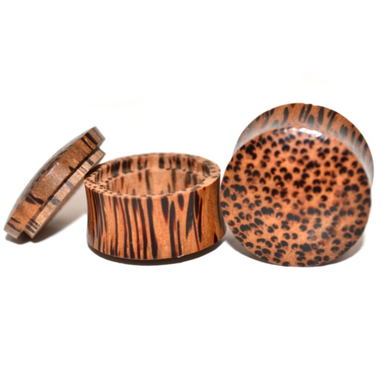 Natural Coco Wood Cut Top Stash Ear Plugs (00g-1") | BodyDazz.com
