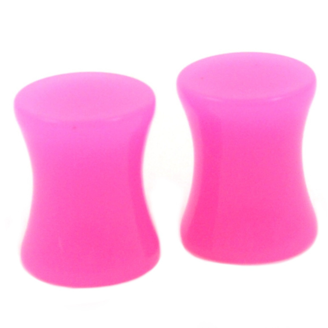 Pink Acrylic Double Flared Ear Plugs (8g-1") | BodyDazz.com