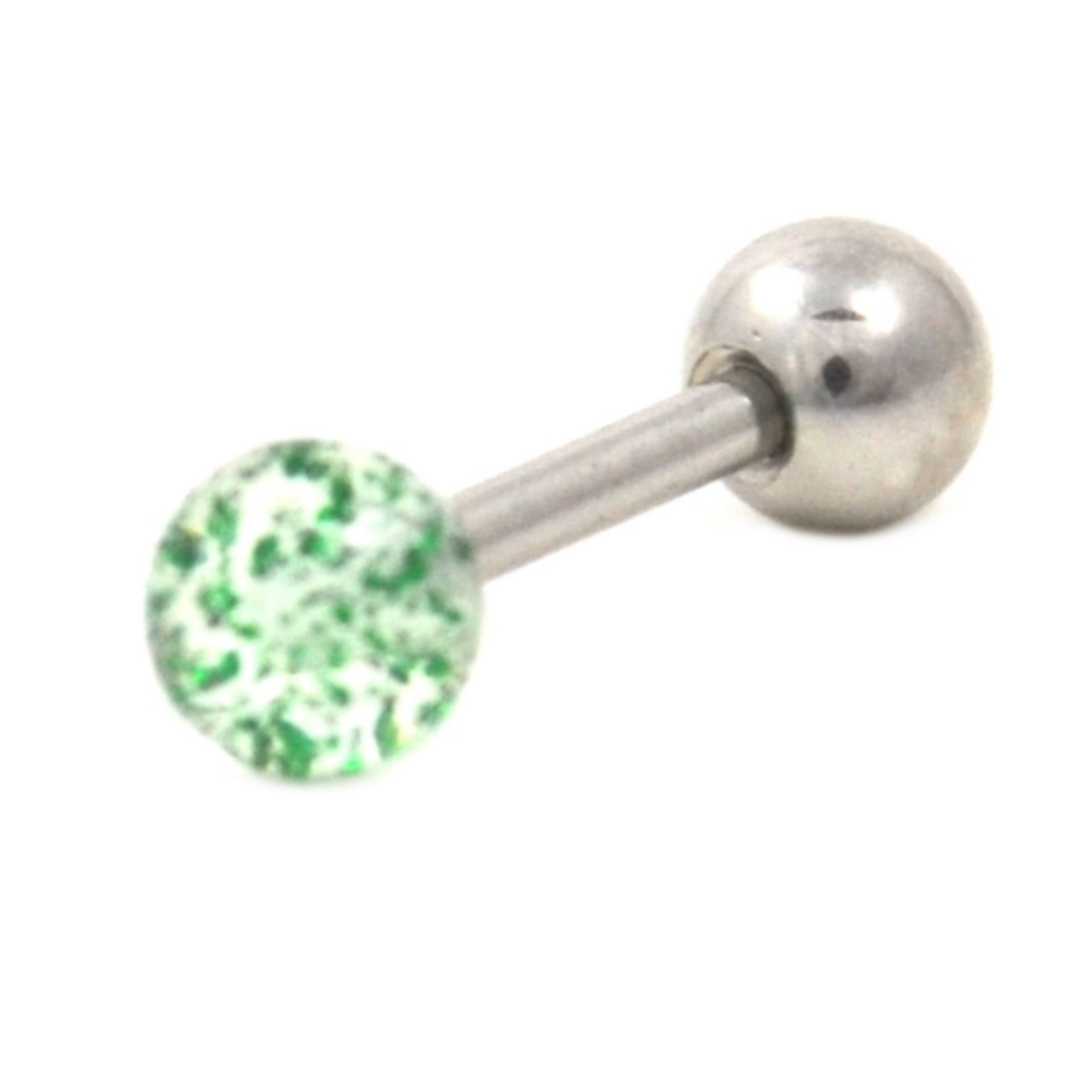 Green Glitter Ball Cartilage Tragus Barbell 16g 1/4" | BodyDazz.com