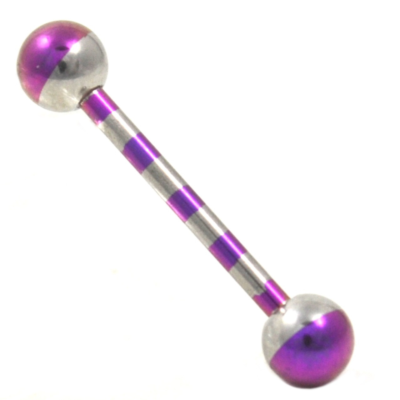 Purple and Silver Stripe Barbell 14 Gauge 5/8" | BodyDazz.com