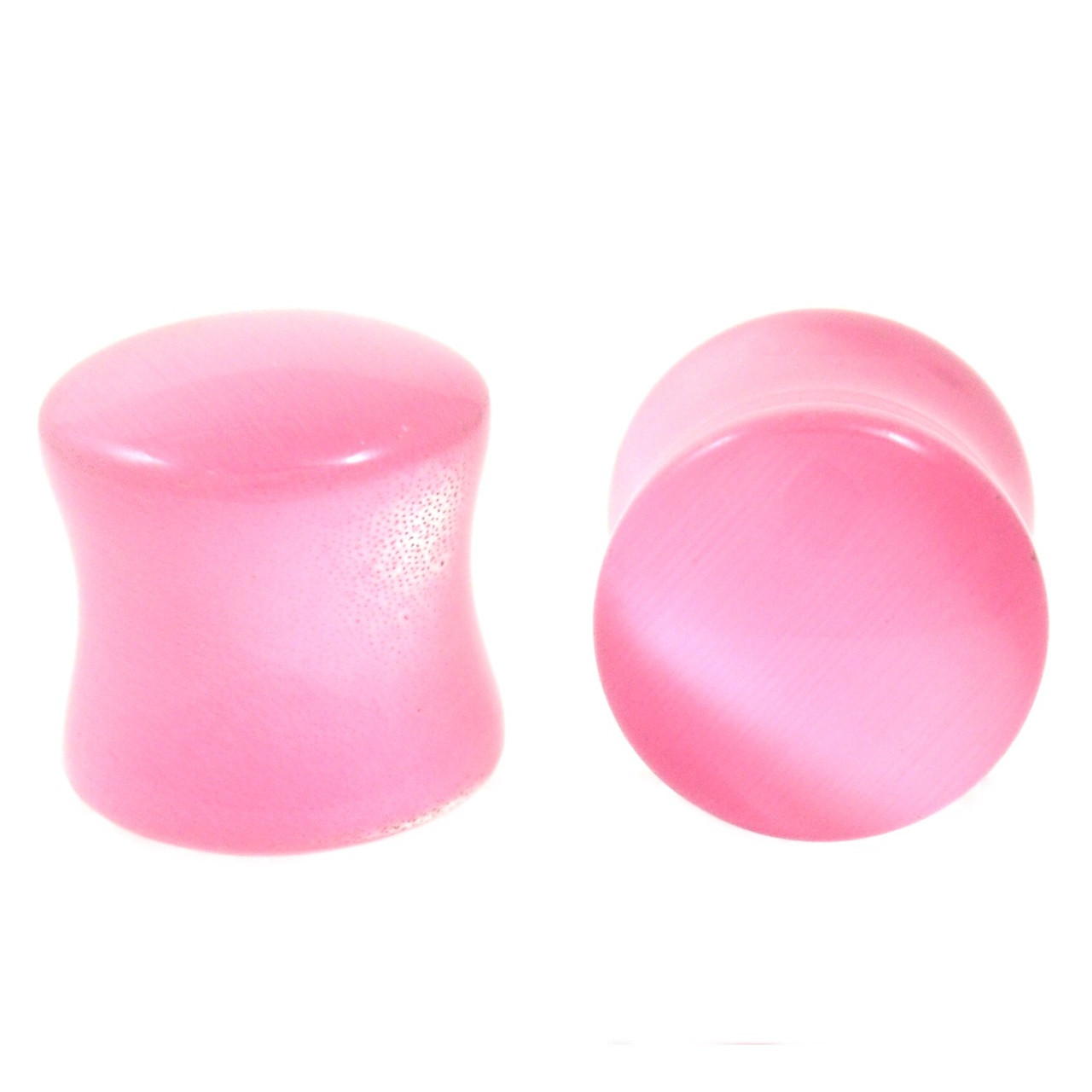 Pink Cat's Eye Gem Stone Ear Plugs (2g-5/8") | BodyDazz.com