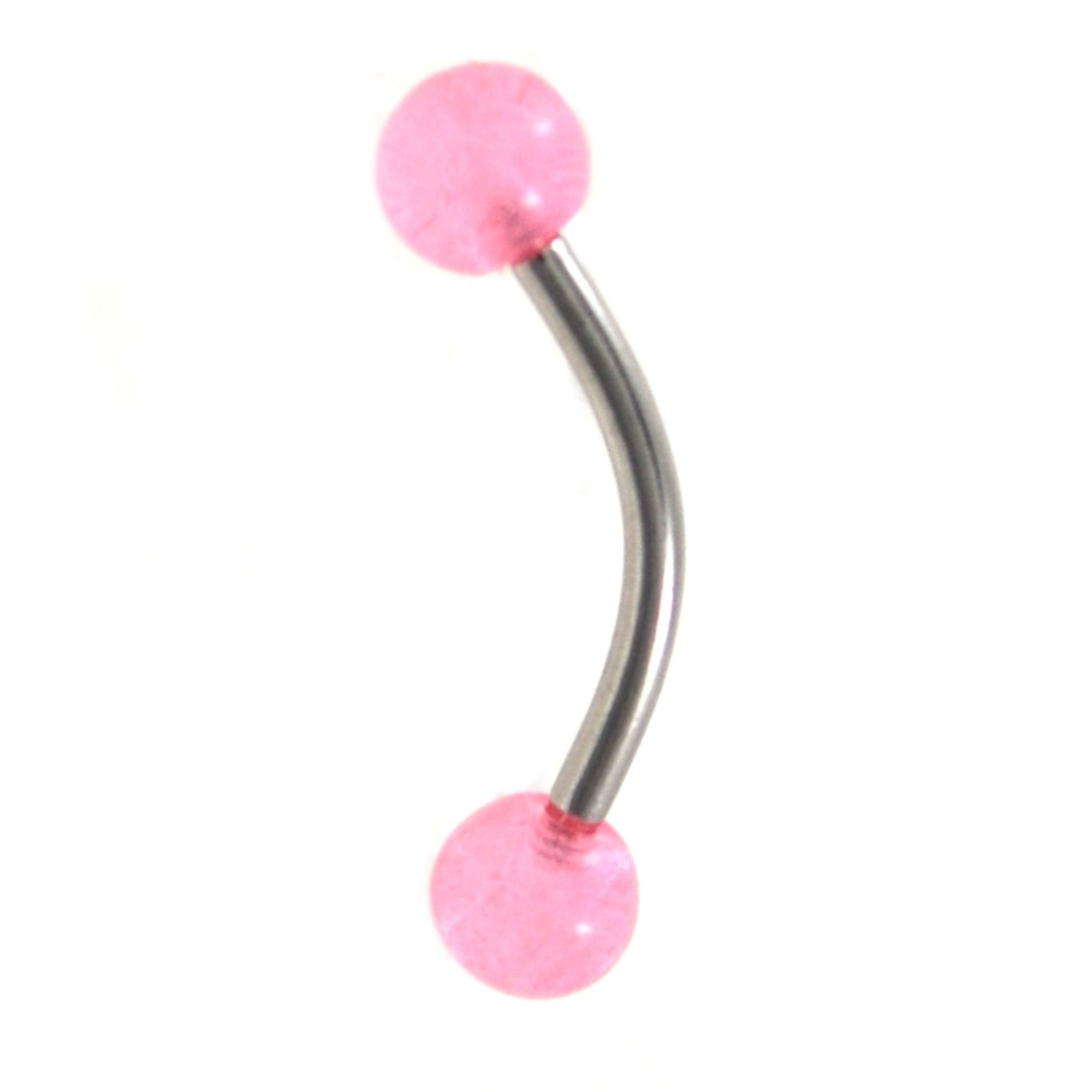 Pink Glow In The Dark Curved Barbell 16g (2 Sizes) | BodyDazz.com
