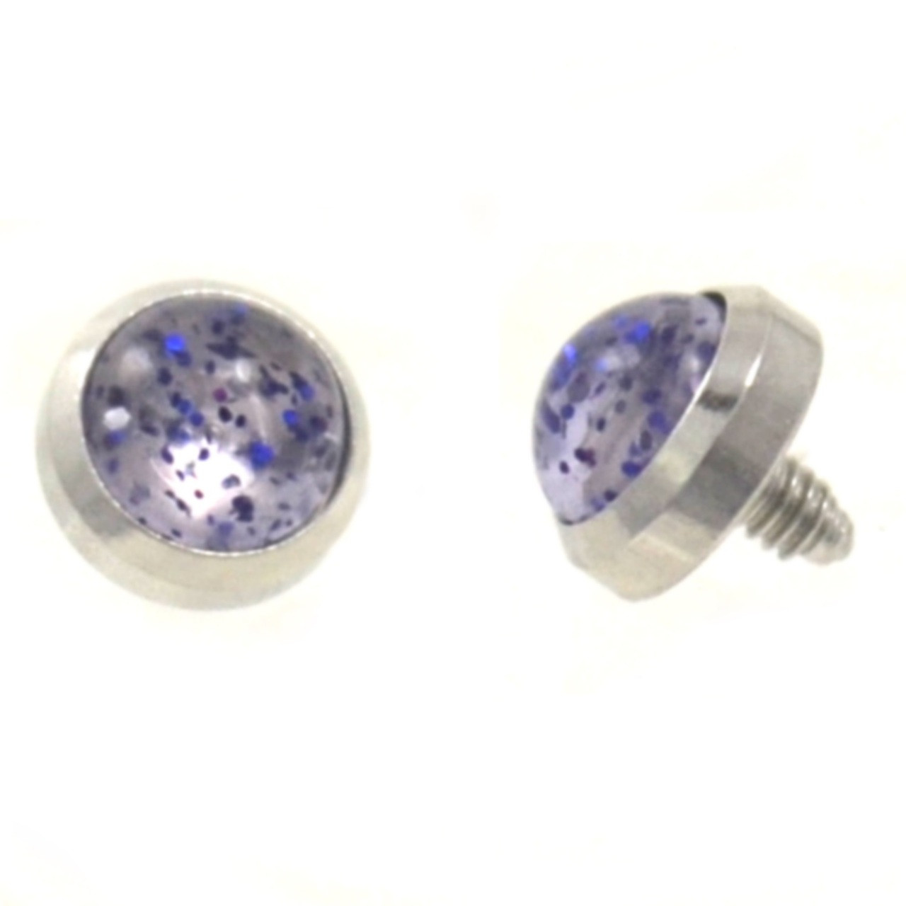 Blue Glitter Filled Dermal Top 14G | BodyDazz.com